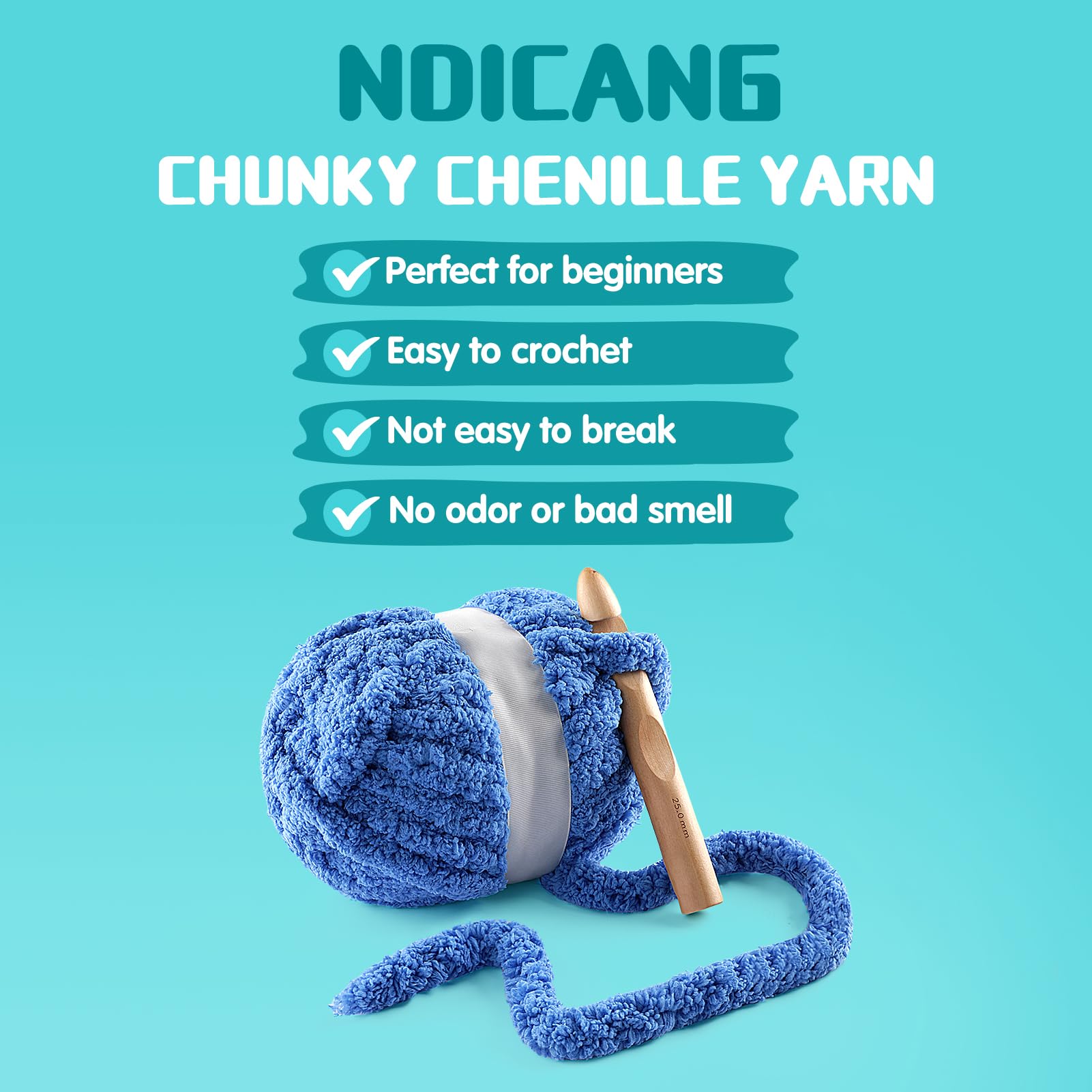 8 Pack Chunky Chenille Blanket Yarn for Hand Knitting and Crocheting - Jumbo Fluffy Super Bulky Yarn 28.4 Yds 7.7 Oz Each Skein (Blue Gray)