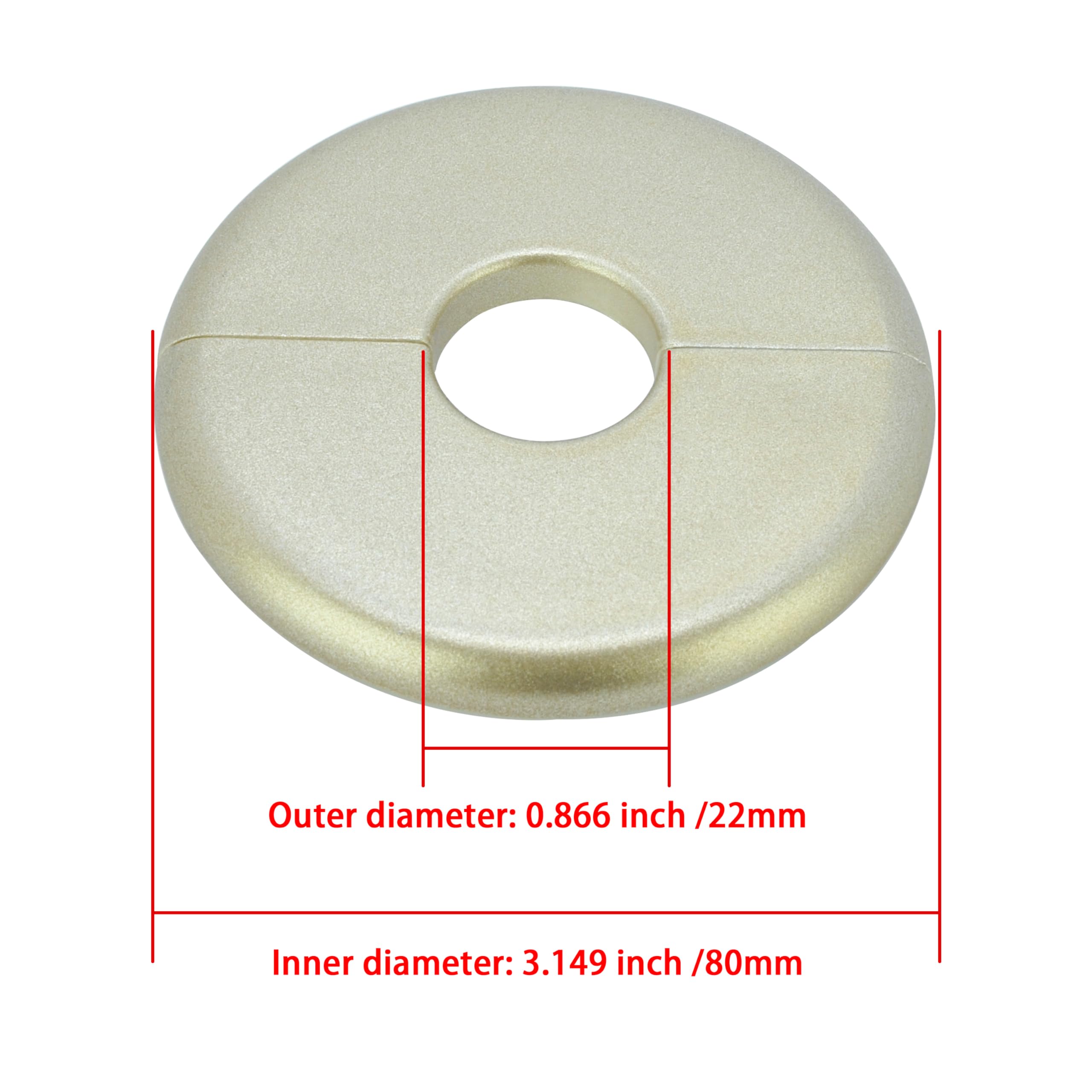 Mago Family Magic Wall Split Flange for 22mm/0.87" Dia Water Pipe, Escutcheon Plate ABS Round Self-Adhesive Plumbing Cover Plates, Water Faucet Decoration Escutcheon Pipe Collar Golden, 1 Piece
