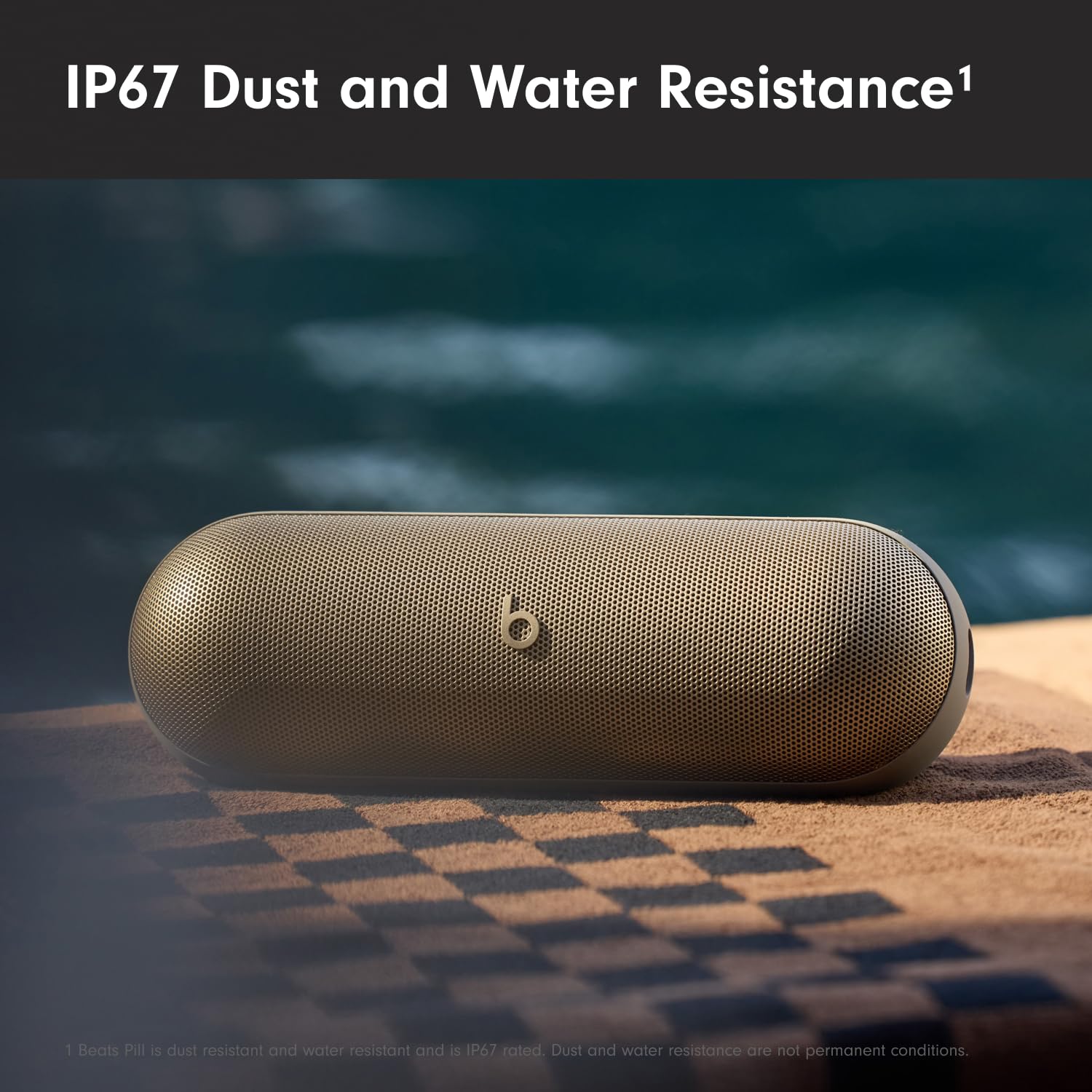 Beats Pill - Bluetooth Speaker and Portable Wireless Charger via USB-C - Up to 24 Hours Battery Life, IP67 Water Resistant, Apple & Android Compatible, Built-in Microphone – Campagne Gold (Renewed)