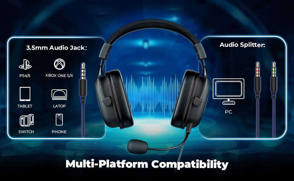 Gaming Headphones Bundle with Active Noise Cancelling Over Ear Headphones