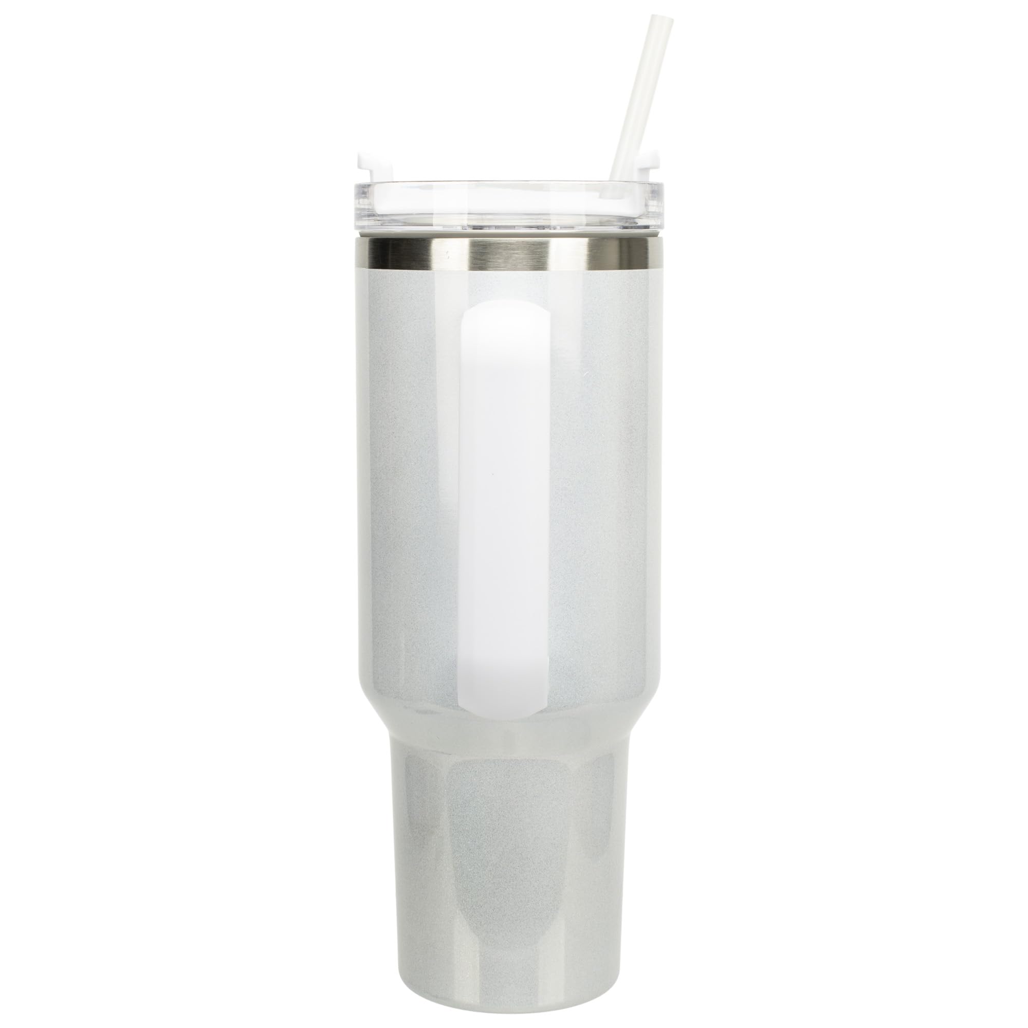 Elanze Designs Elephant Strength Loyalty Animal Traits 40 oz. Stainless Steel, Large Water Bottle Coffee Mug, Spill & Leak Resistant, Thermal Travel Tumbler with Handle, Lid & Straw, White