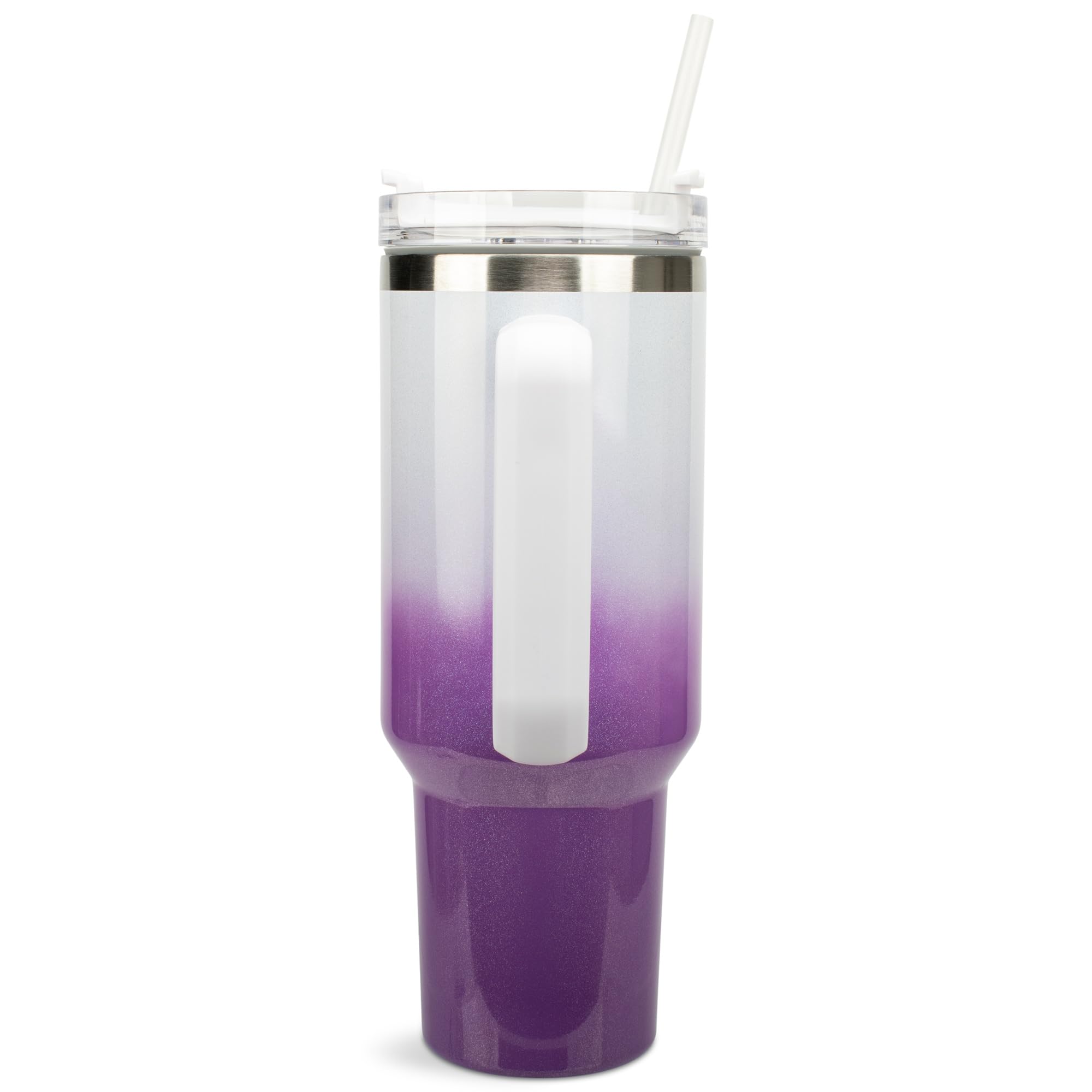 Elanze Designs Octopus Ocean Creature Sunglasses 40 oz. Stainless Steel, Large Water Bottle Coffee Mug, Spill & Leak Resistant, Thermal Travel Tumbler with Handle, Lid & Straw, White & Purple
