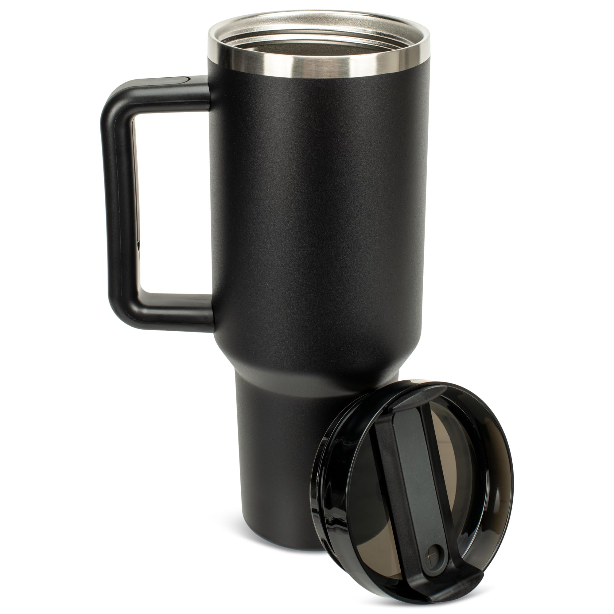 100 North | 40 oz Stainless Steel Double Wall Insulated Travel Tumbler With Handle, Straw, and Lid, World's Greatest Carpenter Black