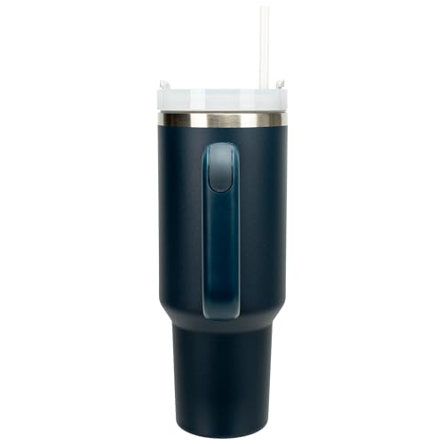 100 North | 40 oz Stainless Steel Double Wall Insulated Travel Tumbler With Handle, Straw, and Lid, World's Greatest Carpenter Navy Blue