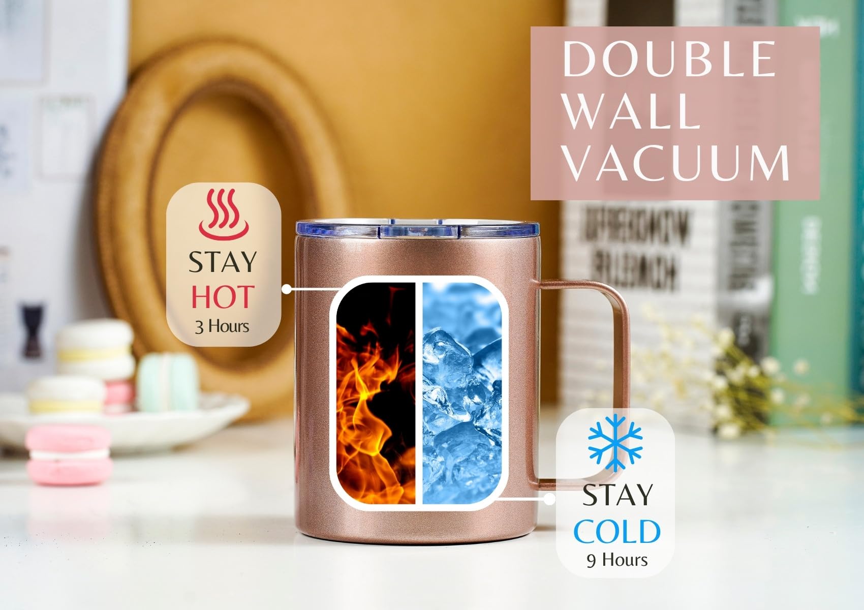 Onebttl Piano Teacher Gift for Women, 12oz/350ml Stainless Steel Insulated Coffee Mug with Lid - Rosegold