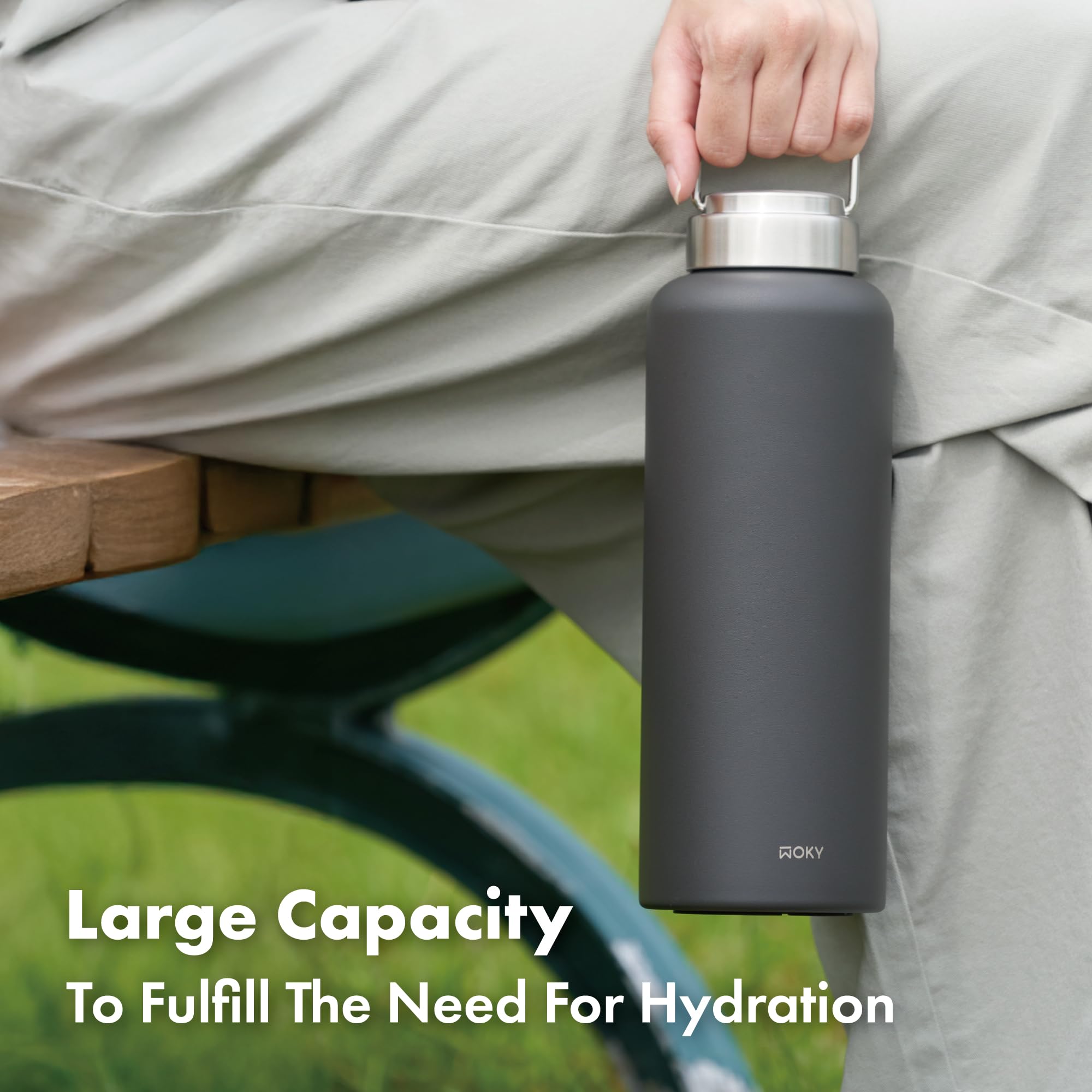 WOKY TICERA 40oz Titanium Ceramic Coated Tumbler - Navy Blue - Stainless Steel Vacuum Insulated Water Bottle, Leak-Proof, Hook Handle Lid - Ideal for Gym, Travel, and Everyday Use