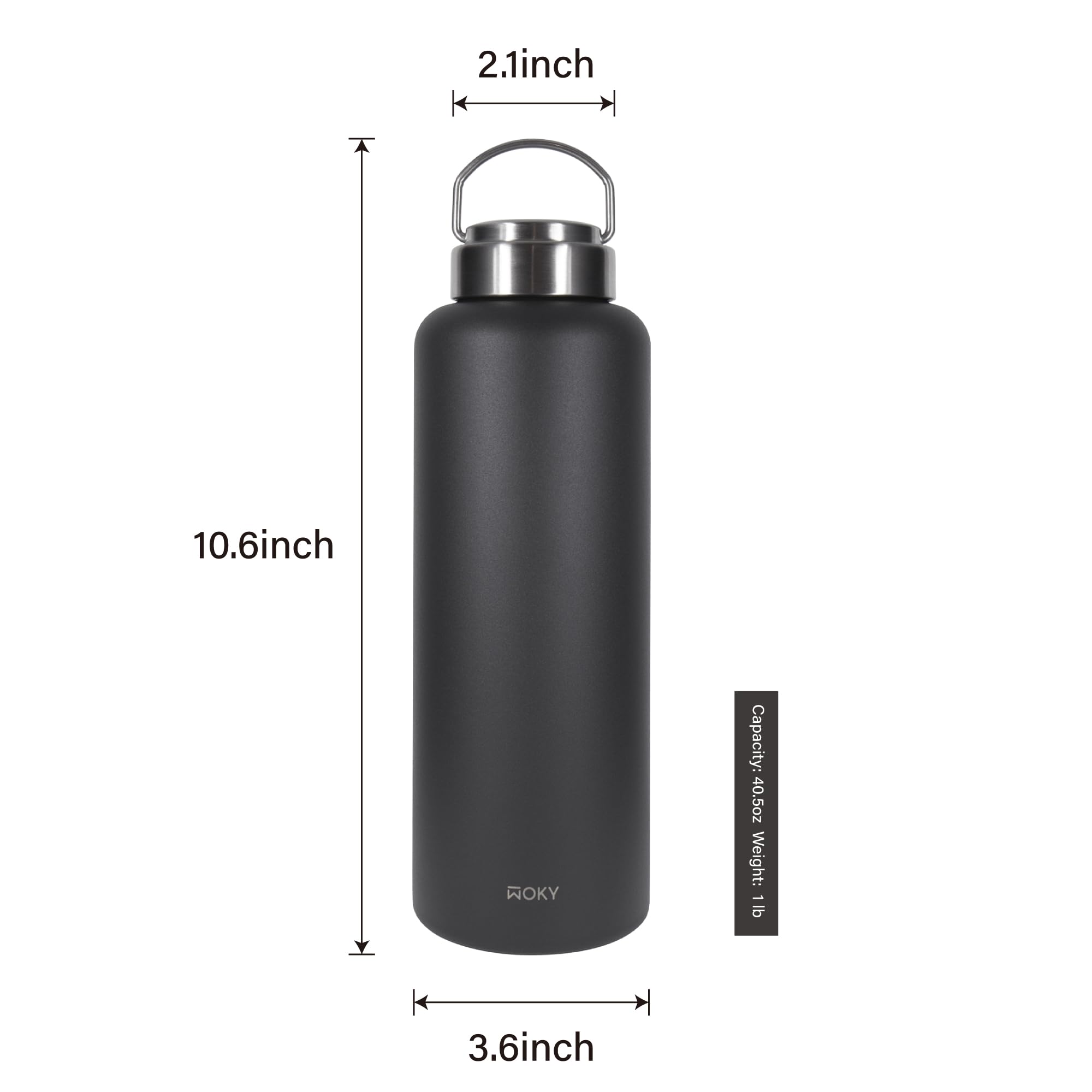 WOKY TICERA 40oz Titanium Ceramic Coated Tumbler - Navy Blue - Stainless Steel Vacuum Insulated Water Bottle, Leak-Proof, Hook Handle Lid - Ideal for Gym, Travel, and Everyday Use