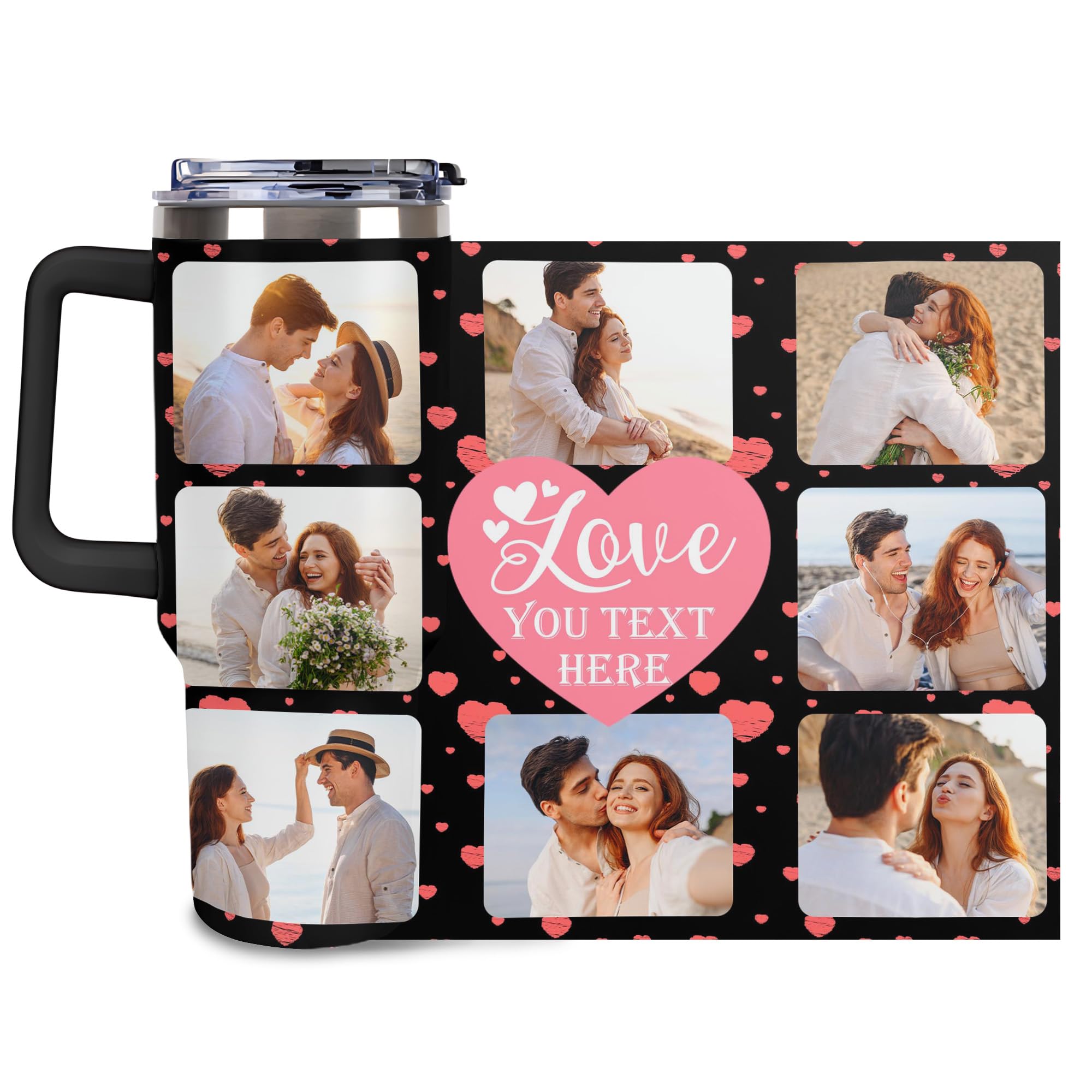 Personalized Tumbler Custom Insulated Travel Mug Custom Drinking Coffee Cup with Photos and Text 40oz Christmas Birthday Gift