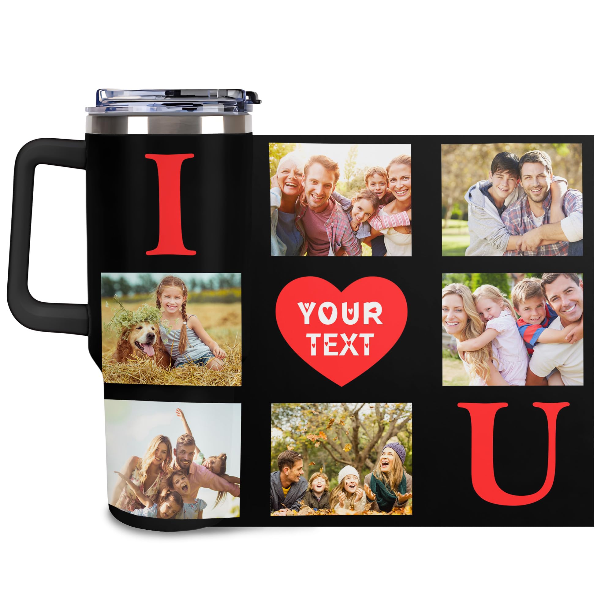 Personalized Tumbler Custom Insulated Travel Mug Custom Drinking Coffee Cup with Photos and Text 40oz Christmas Birthday Gift