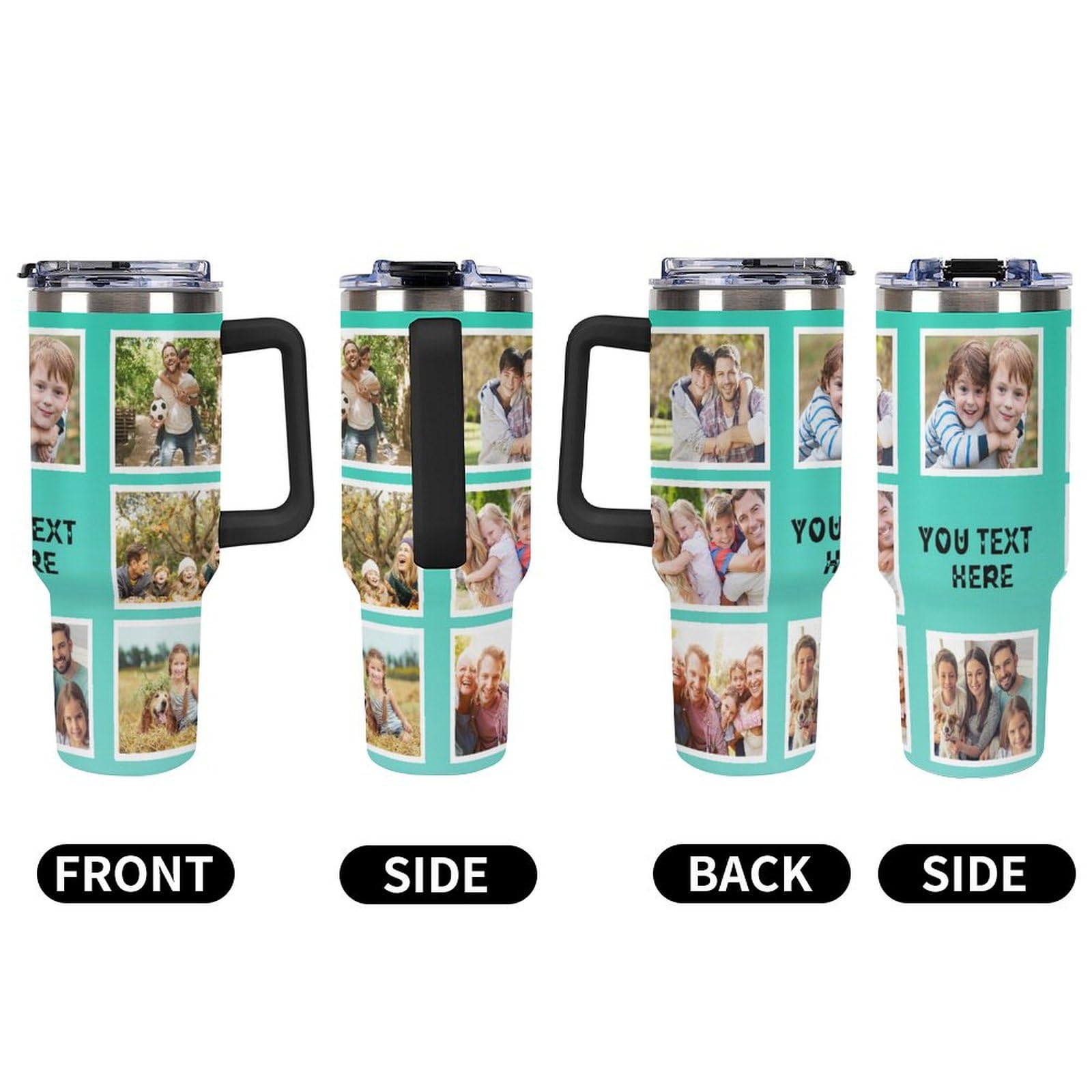 Artsadd Personalized 40oz Insulated Stainless Steel Tumbler with Photos and Text, Thermal Insulation, Spill-Proof Lid for Christmas or Any Occasion