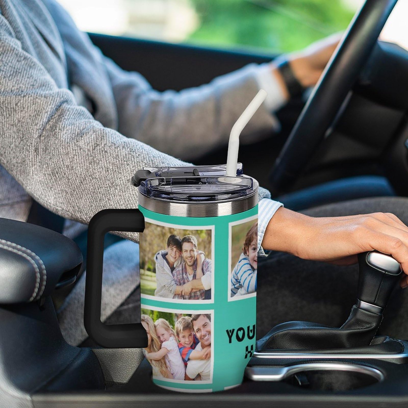 Artsadd Personalized 40oz Insulated Stainless Steel Tumbler with Photos and Text, Thermal Insulation, Spill-Proof Lid for Christmas or Any Occasion