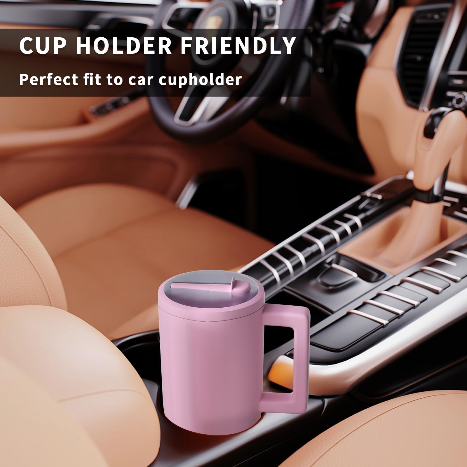 Barpertik 20 oz Tumbler with Handle Flip Straw,100% Leak Proof Water Bottle,Insulated Coffee Cup Reusable Stainless Steel,Travel Mug,BPA FREE,Gifts, Riptide, 20oz