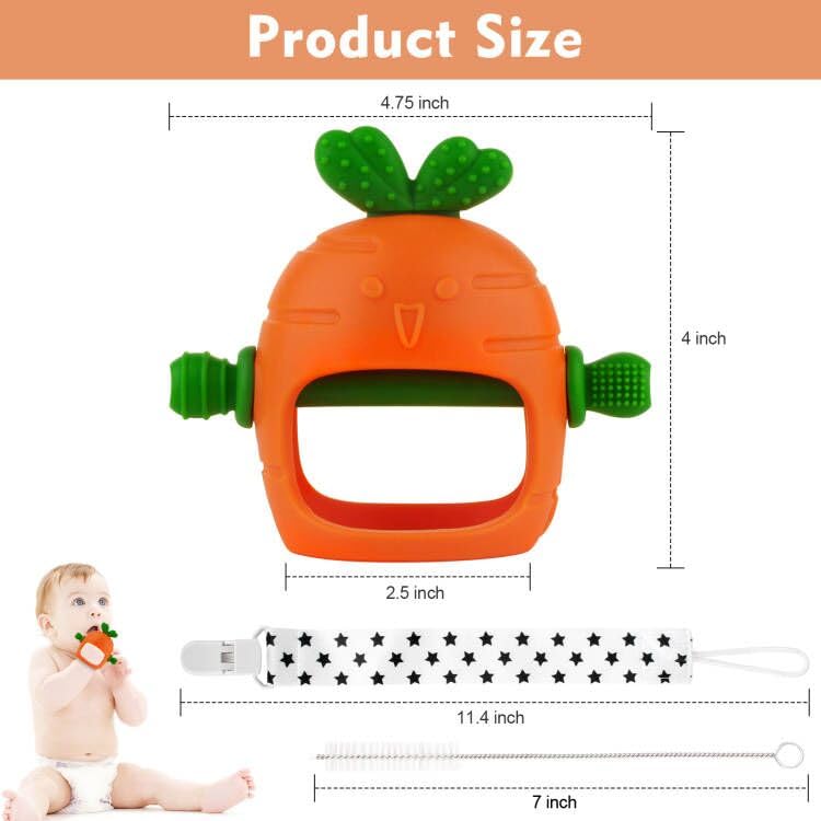 Chuya Easter Baby Teething Toys Teether for Babies 0-24 Months Carrot Hand Teethers Teething Relief Sore Gums Baby Toys for Infants