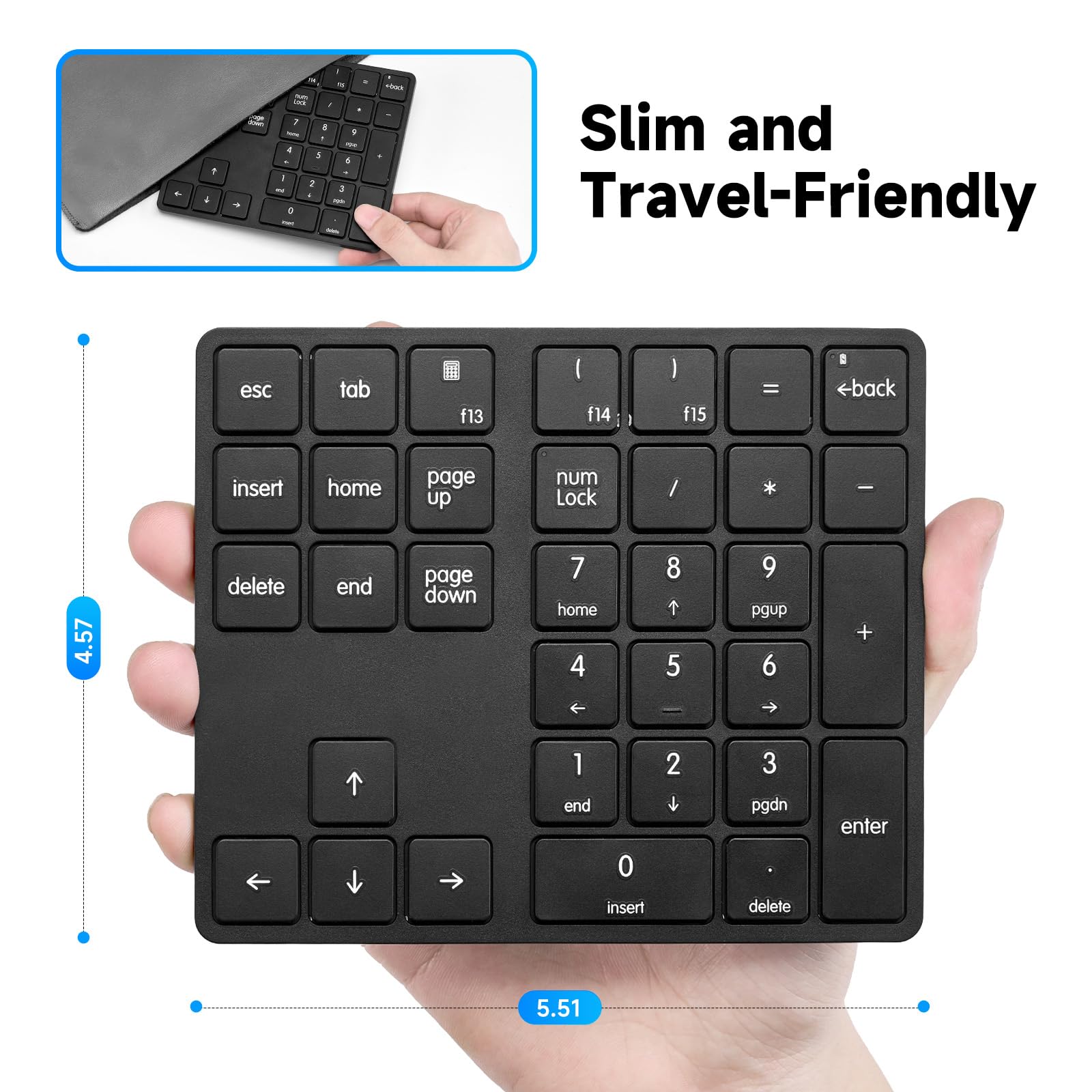 havit Wireless Number Pad for Laptop, Fully Compatible with Mac OS, iPad, Windows, and Android Devices โ 2.4G Rechargeable 34-Key Numeric Keypad