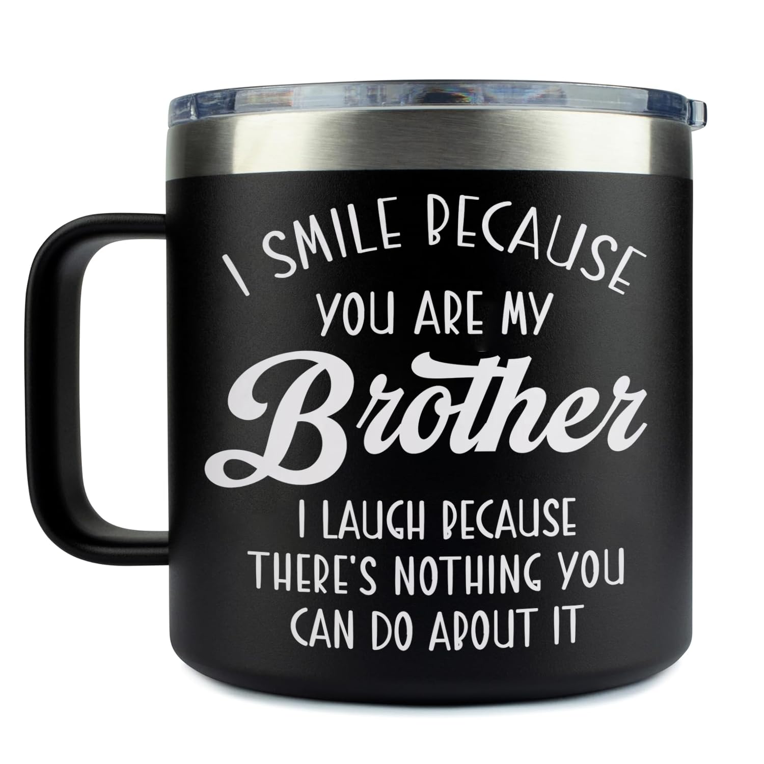 FROOBLEQUIRK 14 Oz Tumbler for Brother – Christmas, Birthday Present from Sister or Brother, Funny Drinkware for Him