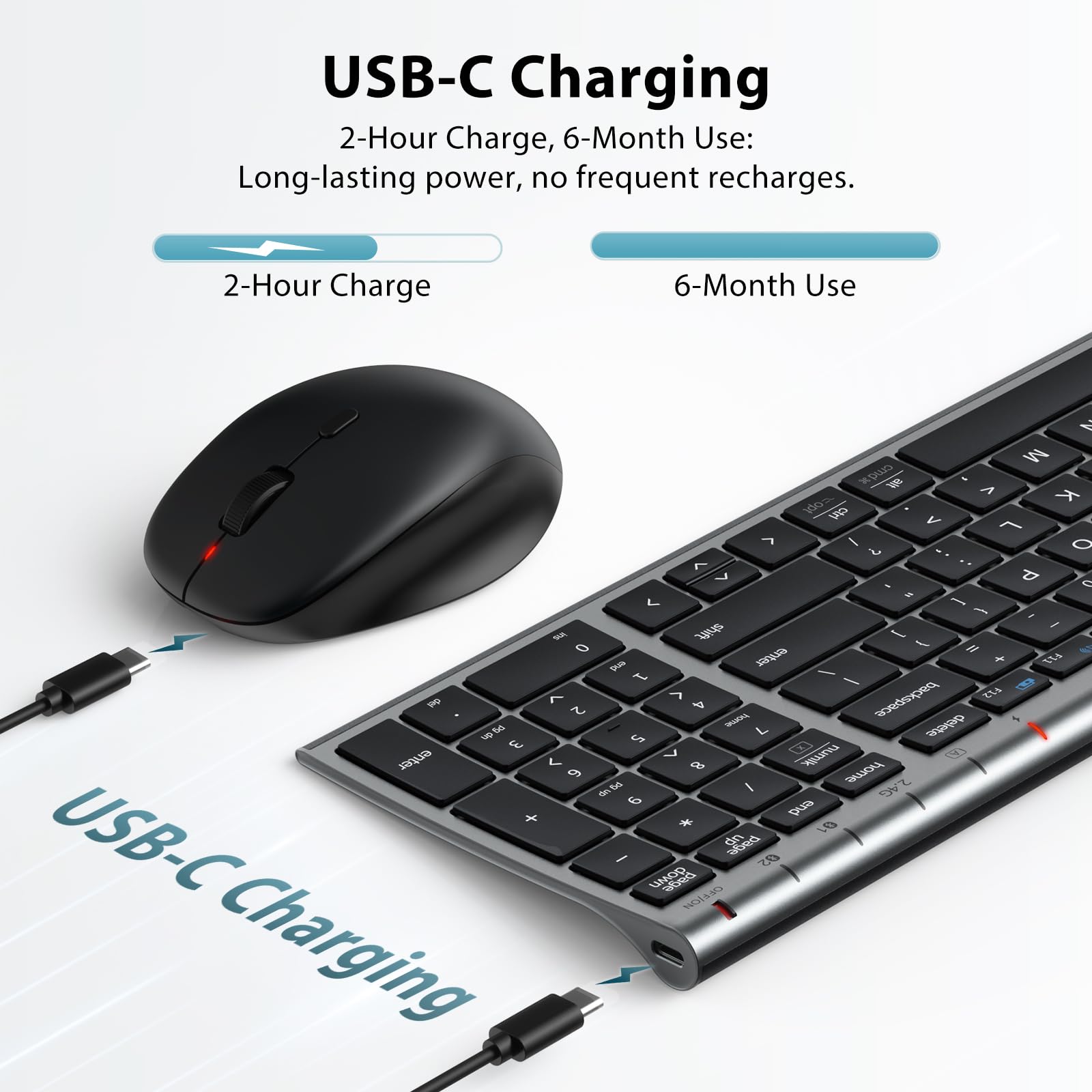 iClever DK05 Bluetooth Keyboard and Mouse Combo - 2.4G Wireless Rechargeable Keyboard Mouse, Compact Design with Numeric Keypad, Multi-Device Connection, Comfortable Typing for PC/Laptop/Windows/Mac