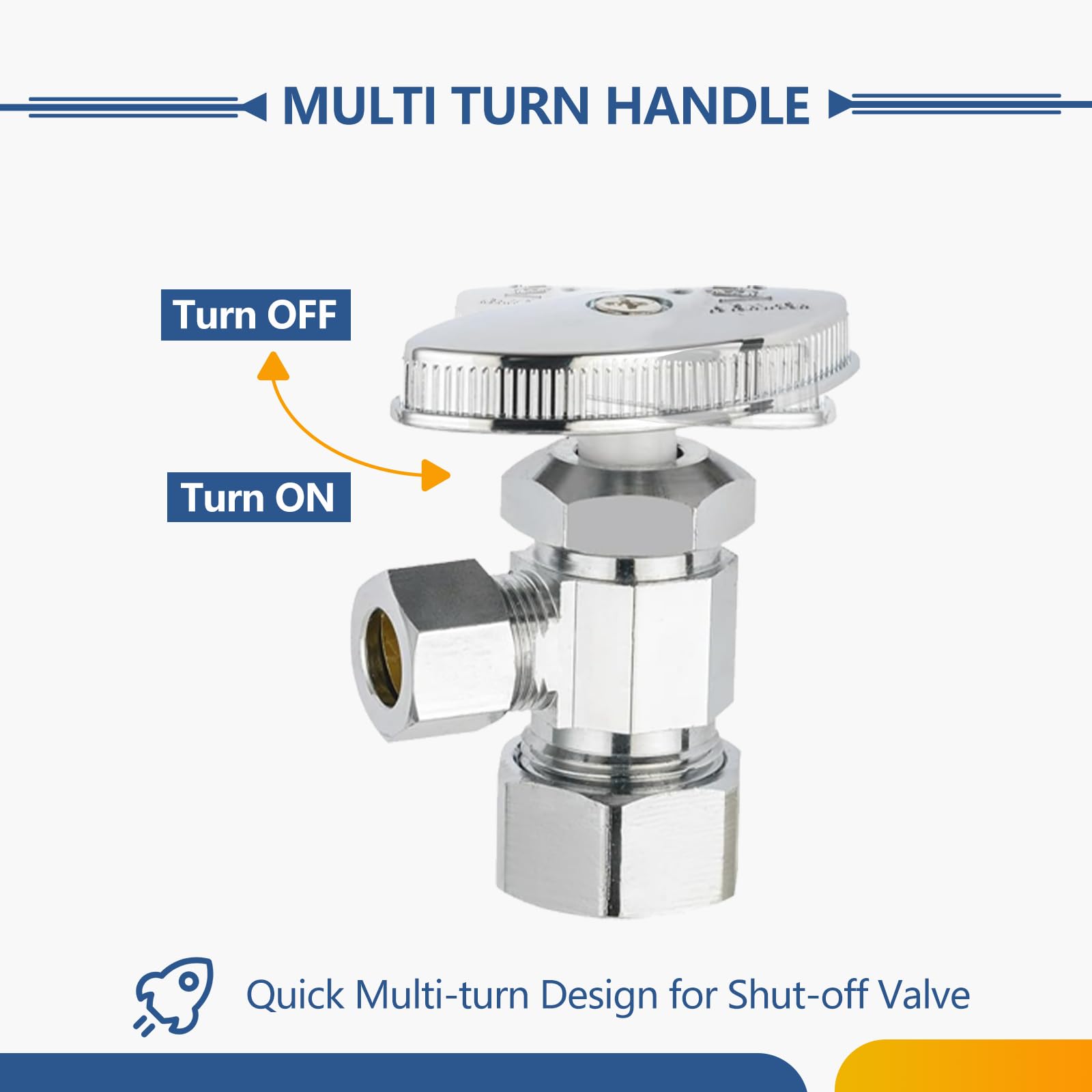 2-Pack GUOFIS Angle Stop Valve with Multi-Turn,1/2-Inch Nominal (5/8" OD) Compression x 3/8-Inch OD Compression Water Shut-off Valves(LF Brass Chrome Plate)