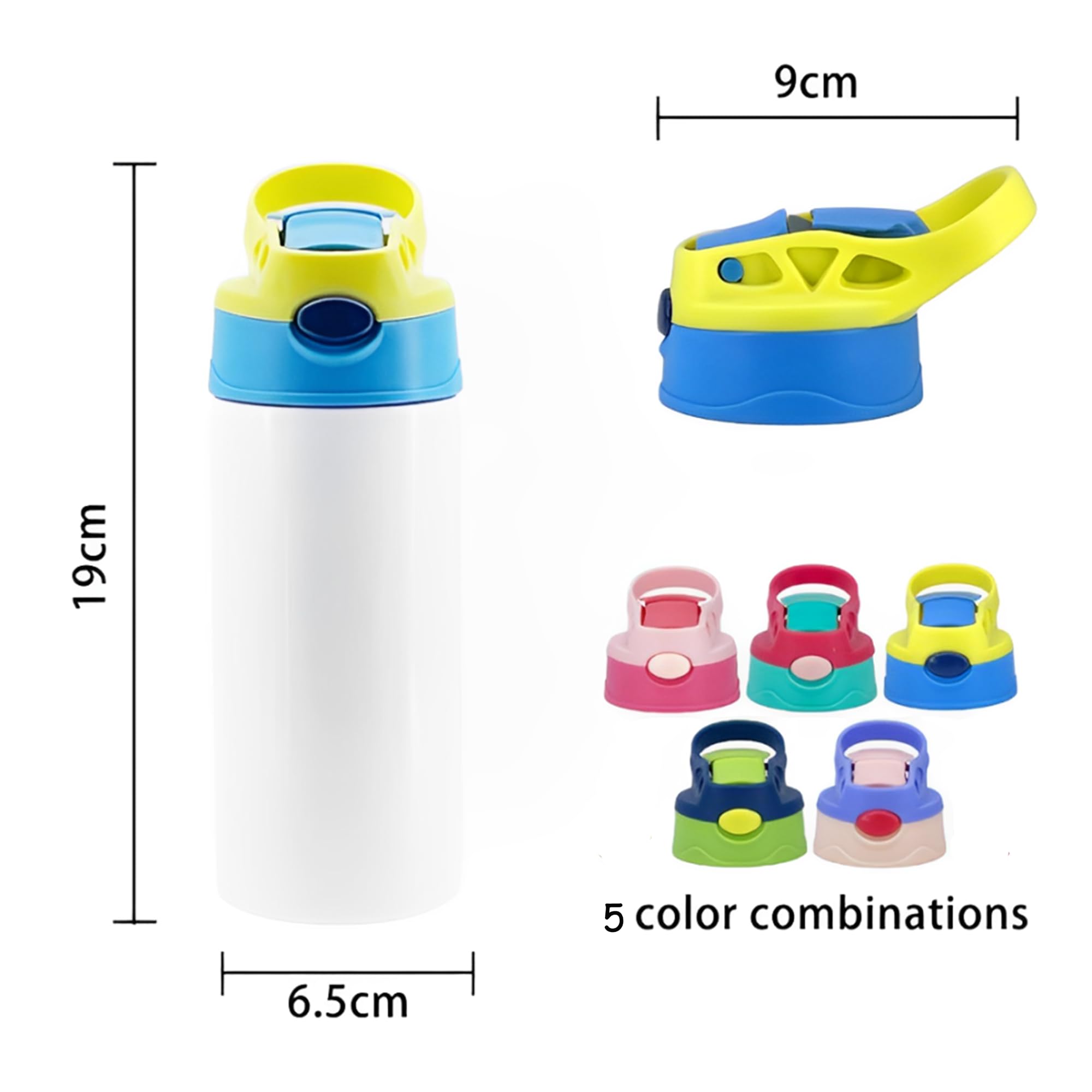 Icesip 50 PACK 12oz Kids Sublimation Tumbler Bulk,Sublimation Kids Water Bottle with One-click Pop-up Straw Lid and Handle, Spill Proof lid,for Water,Drinks