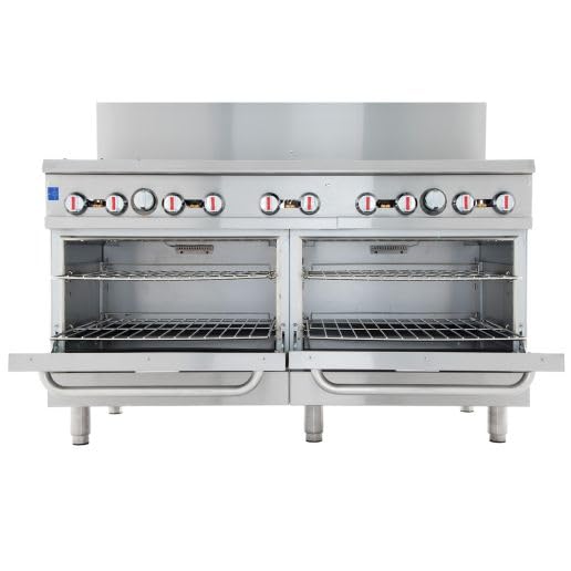 EMPURA 60" Freestanding Liquid Propane Range | Cooking Stove with Dual Standard Oven and (10) Cast-Iron Open Burners for Restaurant Hotel | 362,000 BTU | 60"W x 32-5/8"D x 60-3/8"H, Stainless Steel