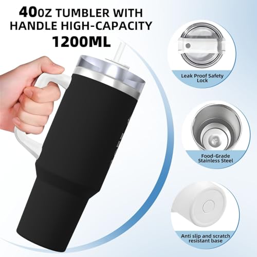 YVNUM 40 oz Tumblers with White Handle,If It Involves True Crime Stainless Steel Thermos Travel Coffee Mug for Water, Iced Tea or Coffee,with Lid Straw Leakproof