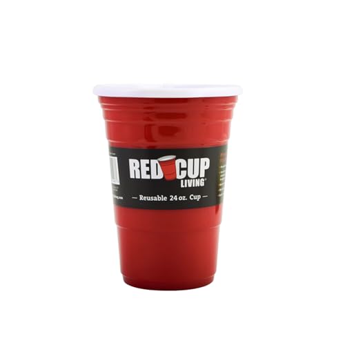 Red Cup Living 24 Oz Insulated Tumbler with Straw & Lid – Reusable Double Wall Travel Cup, Spill-Proof for Hot & Cold Drinks, Large Plastic Big Grip Easter Celebration Glass for Men & Women