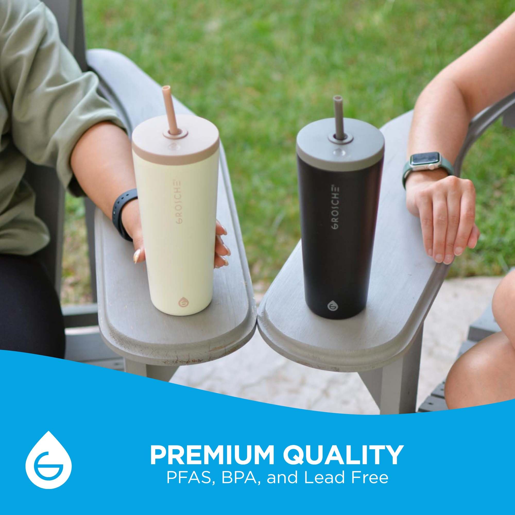 GROSCHE Jasper 23oz Tumbler with straw. Extreme Insulation, Classy Design, Built to Last, Insulated Stainless Steel Tumbler with Lid and Straw - Black