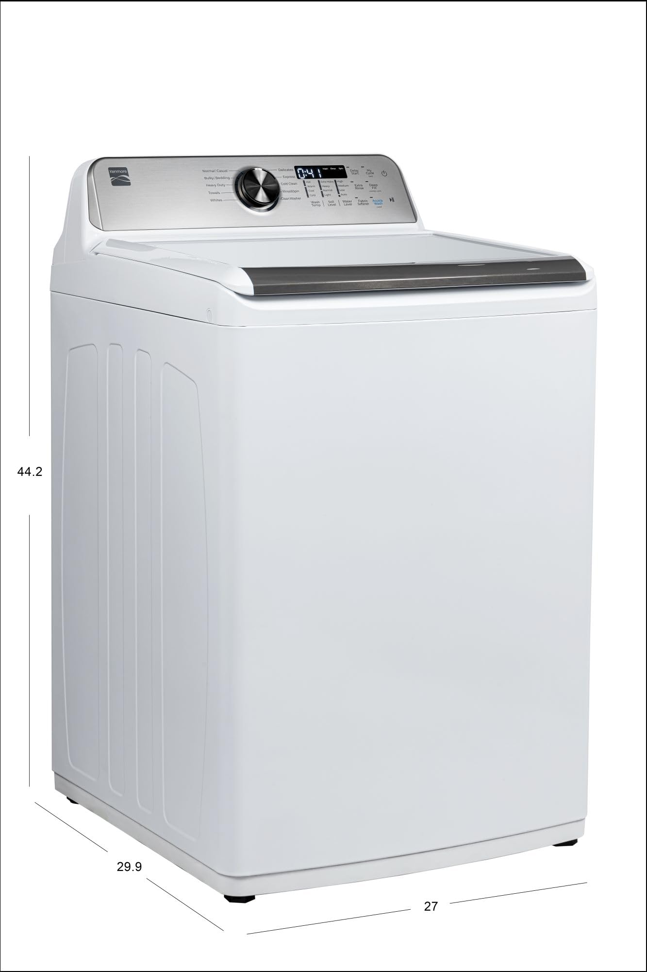 Kenmore 2629262 Top-Load Machine with Triple Action Impeller, Accela-Wash, Express Cycle, LCD Screen, 4.5 cu. ft. Total Capacity, White Washer
