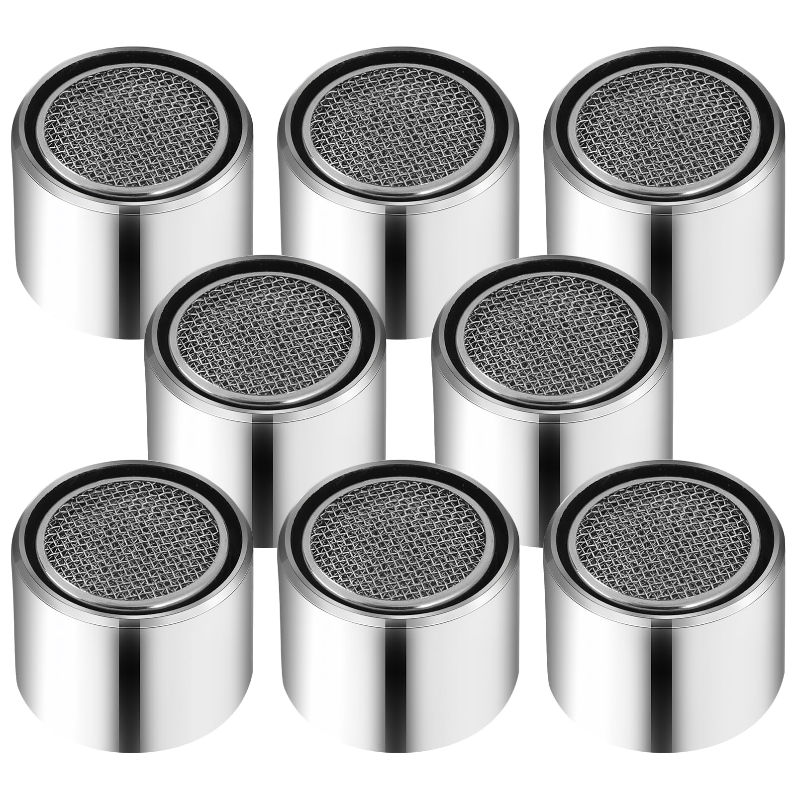 Faucet Aerator for Kitchen and Bathroom Sink, 8 Pcs Female Thread Chrome Brass 55/64 Inch 22mm Filter With Gasket