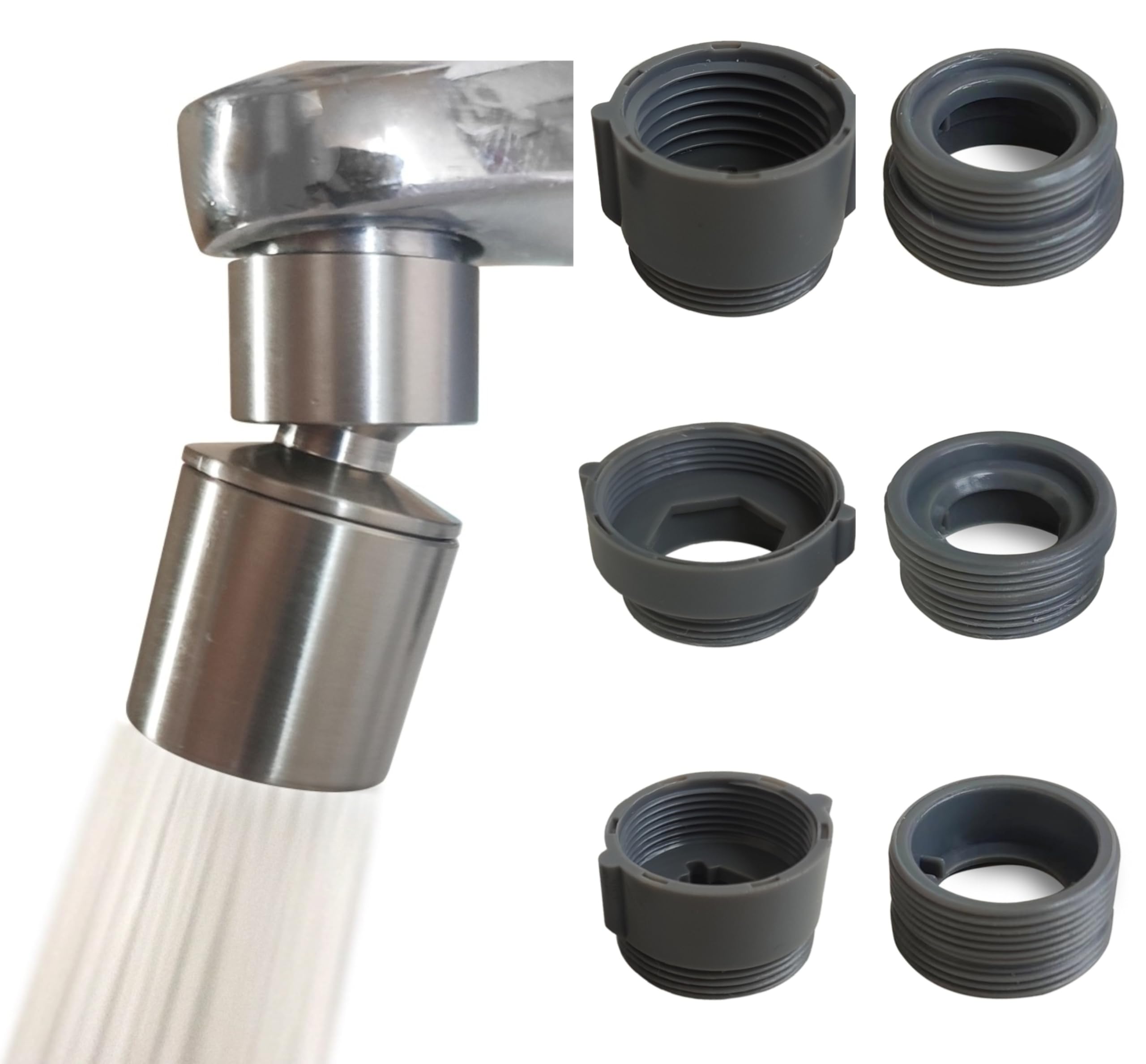 Rotating Faucet Aerator Extender,Nozzle Faucet Adapters, Universal Splash Filter Kitchen Tap Extension, Kitchen and Bathroom Sink Faucet Replacement (Brushed Nickel)
