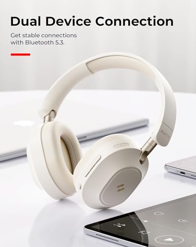 havit NC01 Active Noise Cancelling Headphones, Folding Design Headphones Wireless Bluetooth, 80H Playtime, Hi-Res Audio Custom EQ via App Super Bass for Airplane Traffic Home