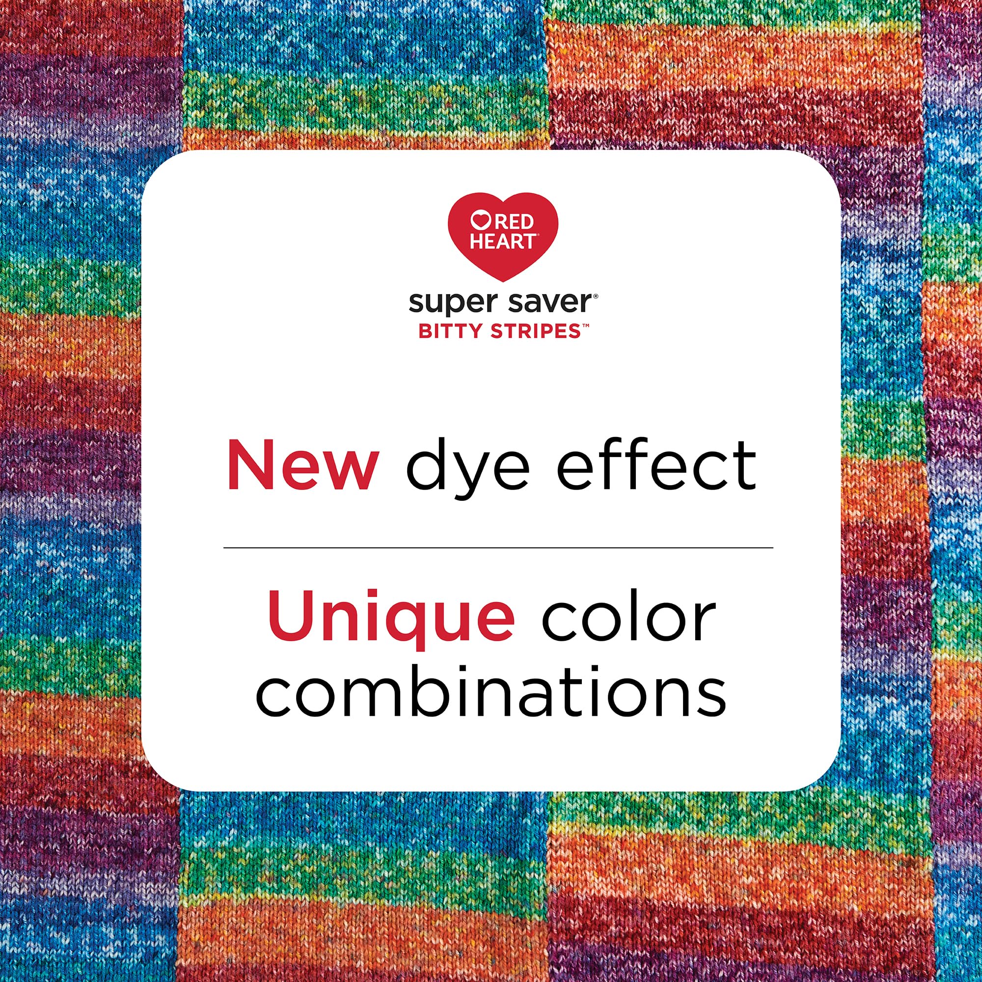 Red Heart Super Saver Bitty Stripe Crayon Box Yarn - 2 Pack of 10oz/283g - 100% Acrylic - #4 Worsted (Medium) - 515 Yards - Knitting/Crochet