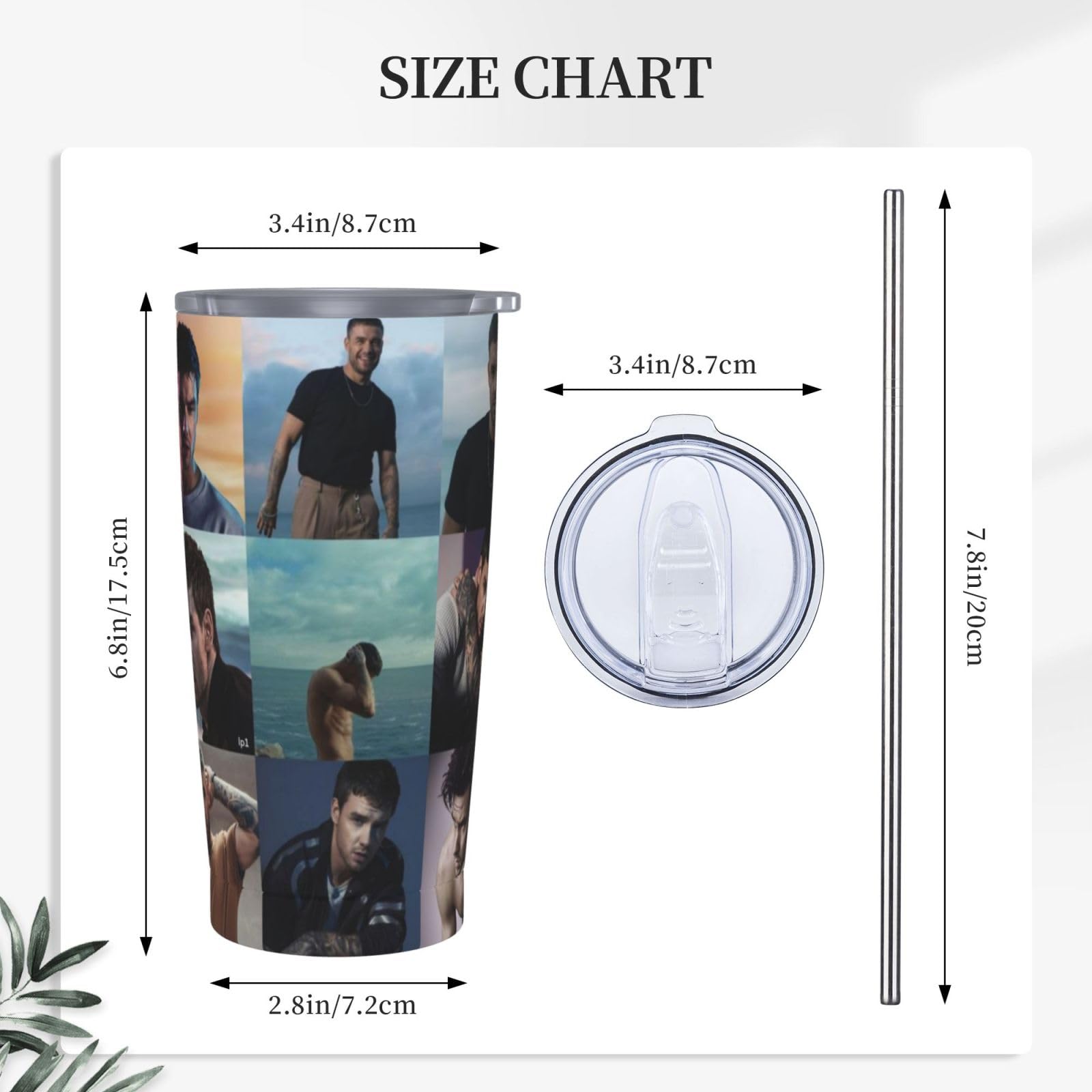 UALWORY Liam Music Payne Tumbler Cup 20oz Travel Coffee Mug with Lid and Straw Stainless Steel Insulated Mugs