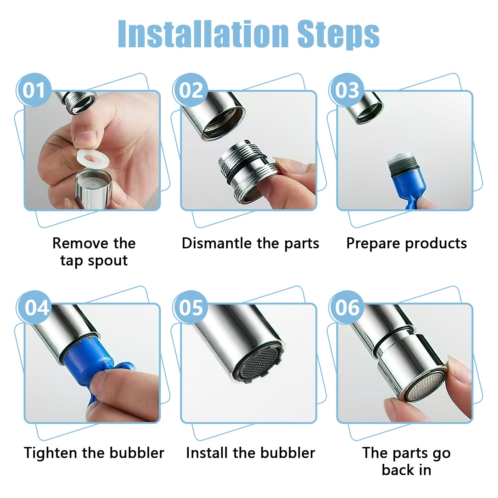 hoeslaw 25 Pcs Kitchen Faucet Aerator, Replacement Inserts for Sink Tap Flow Restrictor, Efficient 15 Cache Aerators with 10 Key Removal Wrench Tool for Bathroom Kitchen (M16.5 18.5 21.5 22.5 24 mm)