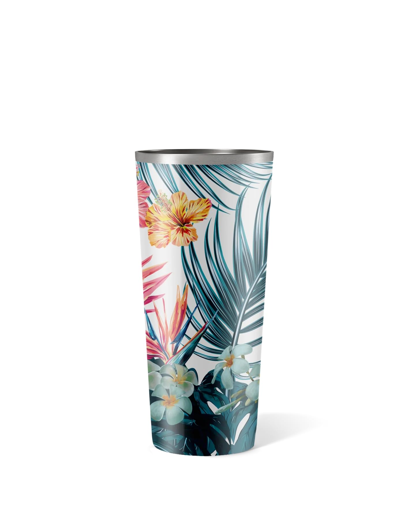 Bougie Hibiscus Insulated Tumbler, Gift Tube, 22-Ounces, Stainless Steel, Multicolor, Kitchen Décor