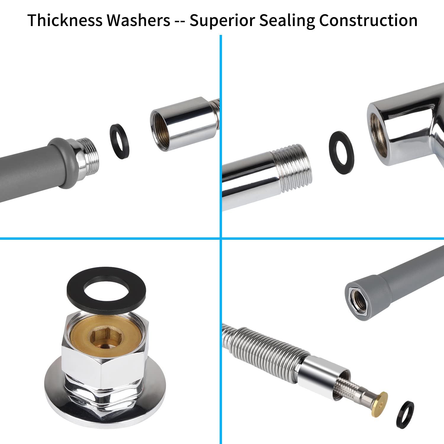 Pre Rinse Spray Valve with Stainless Hose 44inch Flexible Commercial Sink Faucet Replacement Kit 1.42GPM High Pressure Restaurant Dish Sprayer for Wall/Deck Mount Industrial Kitchen Faucets