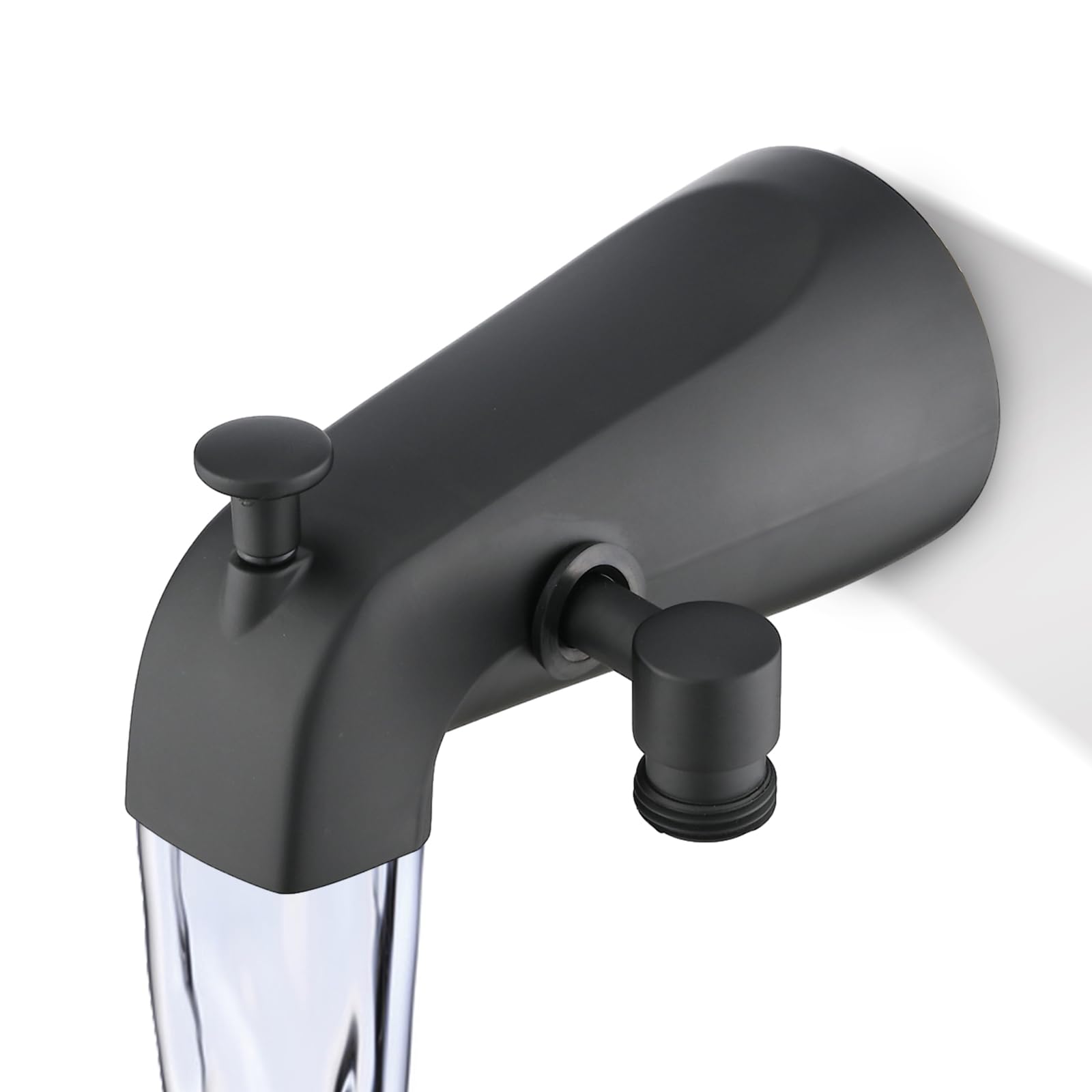 Sperwoesy All Metal Tub Spout with Diverter Matte Black, Fits 1/2” or 3/4" Threaded Pipes, Bathtub Faucet with Shower Diverter for Convenient Water Control