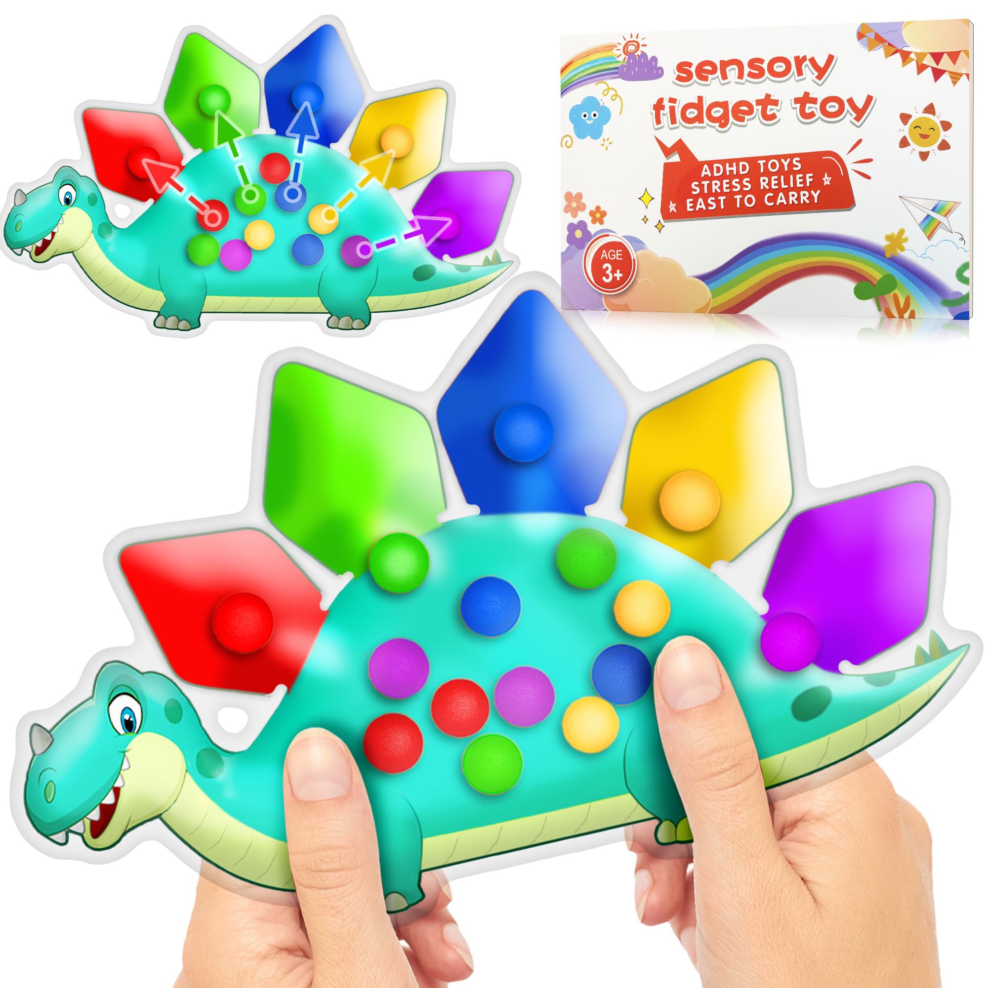 Dinosaur Color Sorting Sensory Toy Easter Basket Stuffers Gift for Toddler Activities Toy Fine Motor Matching Game Quiet Travel Essential Toy Montessori Autism Fidgets for Kid 3 4 5 Year Old Boy