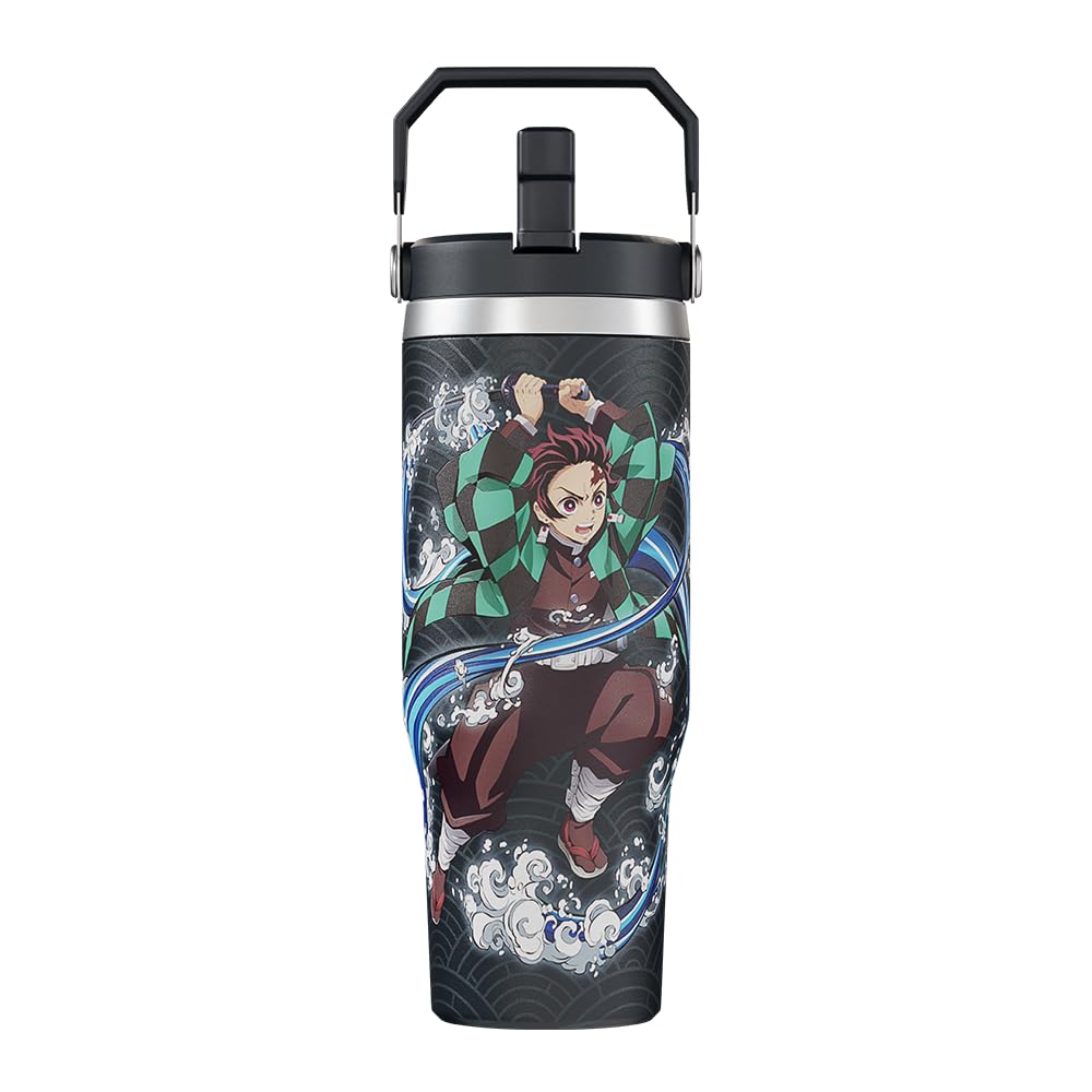Demon Slayer Kimetsu No Yaiba Tanjiro Tumbler with Lid, 30 Oz Water Cup, Vacuum Insulated, Anime Water Bottle, Reusable Insulated Stainless Steel tumbler for Water, Iced Tea or Coffee