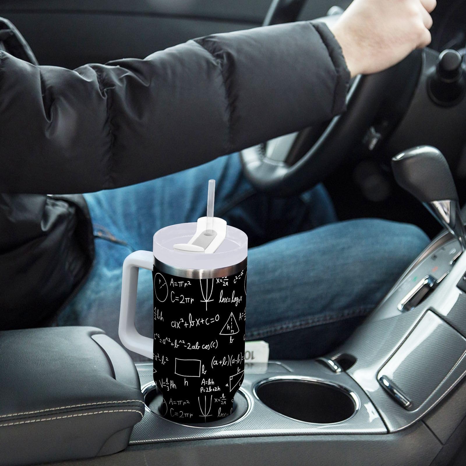 susiyo Seamless Math Elements 40 oz Tumbler with Handle,Insulated Water Bottle Stainless Steel Reusable Iced Coffee Cup Fit in Car Holder, BPA Free, Leak Proof,Keeps Cold or Hot