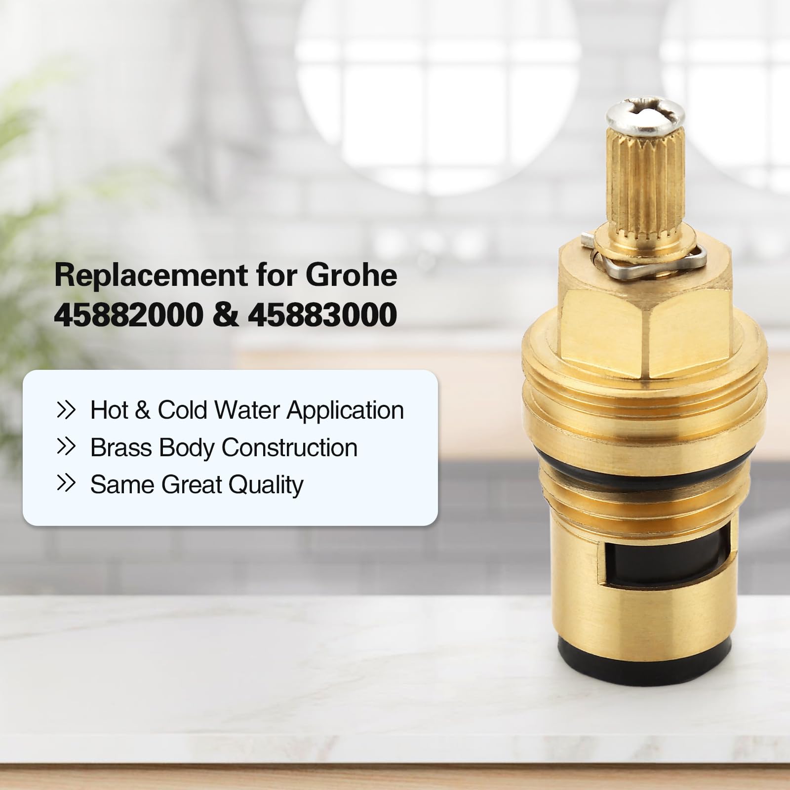 Ceramic Cartridge for Grohe 45883000, Right Side of the Sink Anti-Clockwise Closing Cartridge Replacement, Faucet Cartridge Replacement Assembly, Brass