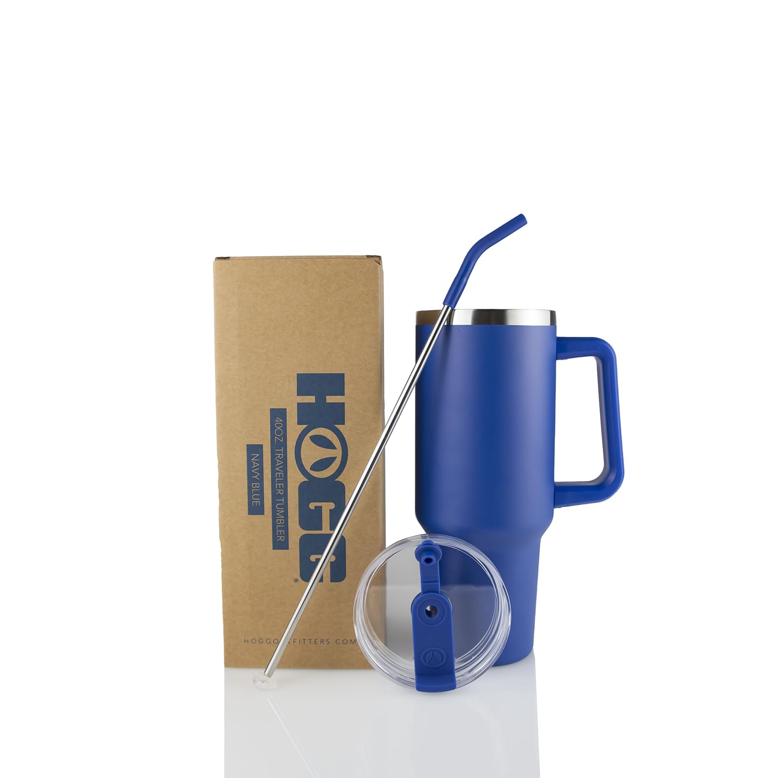 Hogg 40oz Traveler Powder Coated Tumbler Case (6 Pack) DIY, Customizable, Add Logo, Vinyl, Alcohol Ink, or Glitter & Epoxy, Bulk/Wholesale Tumblers (Navy Blue)