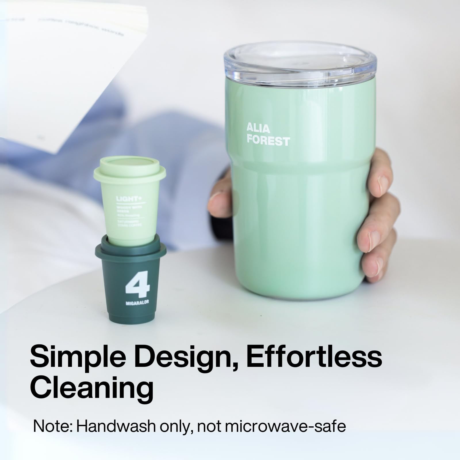 SaturnBird 12 oz Coffee Mug with Lid, for Cold & Hot Drinks, Vacuum Insulated Stainless Steel Coffee Tumbler for Cold & Hot Drinks, Reusable Double-Wall, BPA-Free, Ocean Blue (NO.3)