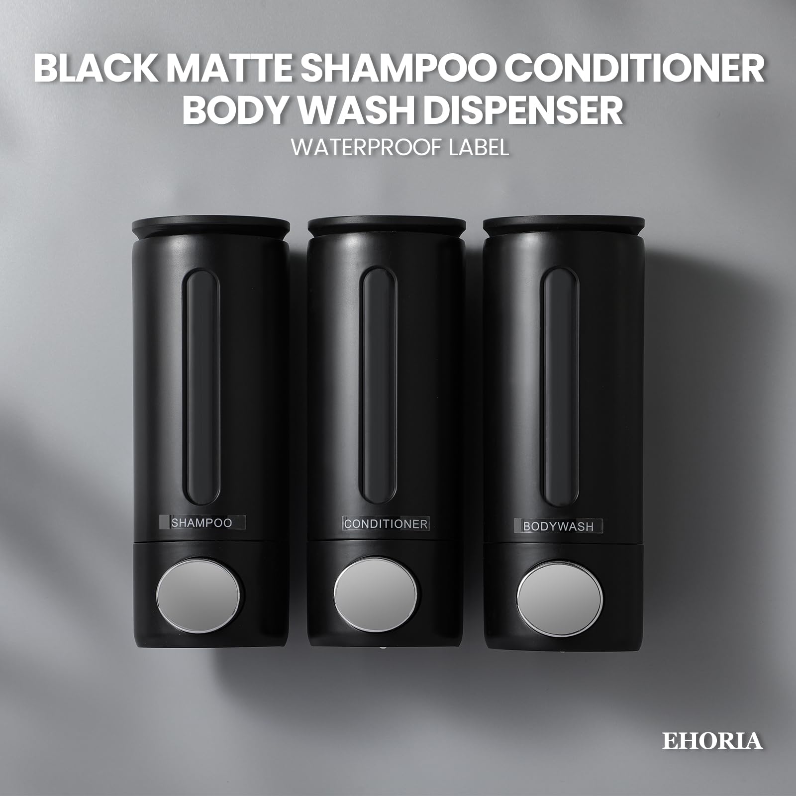 EHORIA Shampoo and Conditioner Dispenser,Shampoo Dispenser for Shower,Soap Pump for Shower(17.6 oz Triple) (Black)