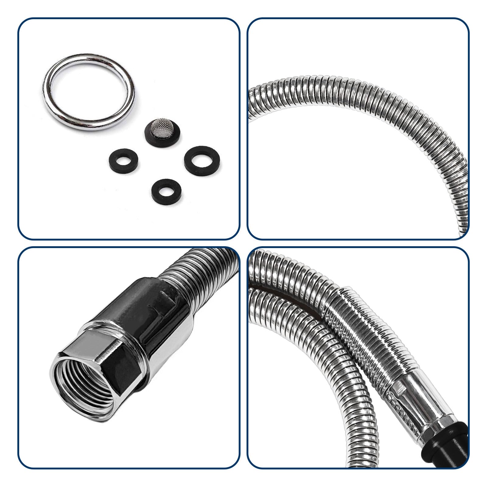 Commercial Sink Sprayer Valve with 45" Pre Rinse Hose, Pre Rinse Sprayer with Flexible Stainless Steel Hose Assembly for Commercial Kitchen Faucets, Black
