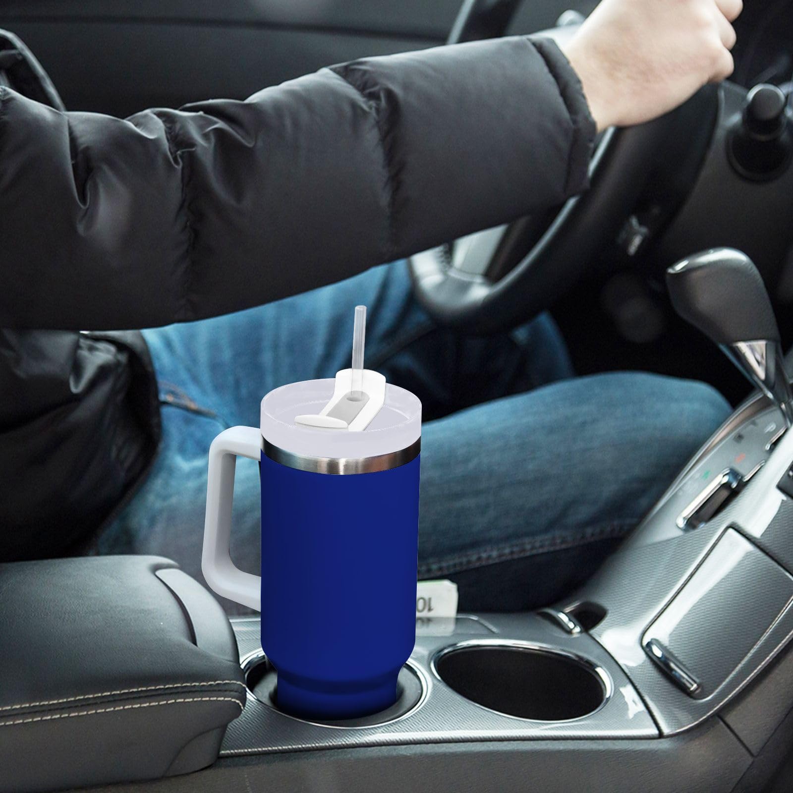 Emelivor Royal Blue 40 oz Tumbler with Lid and Straw Insulated Tumblers with Handle Leak Proof Coffee Tumbler Mug Large Water Bottles for Men Women Sports Gym