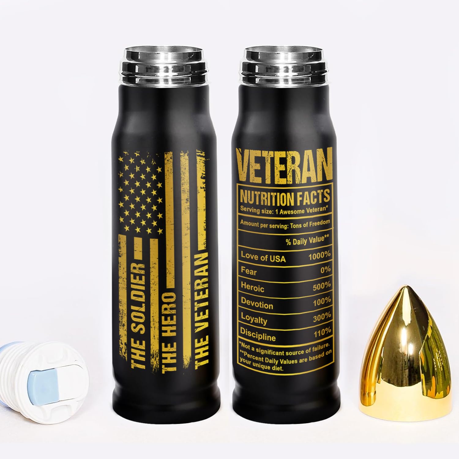 The Soldier The Hero The Veteran 17Oz Tumbler, Military Travel Bullet Tumbler, Gift For Veterans Day Tumbler - Christmas, Birthday, Veteran Day Gifts For Men, Him, Navy, Army, Air Force, Marine Corps