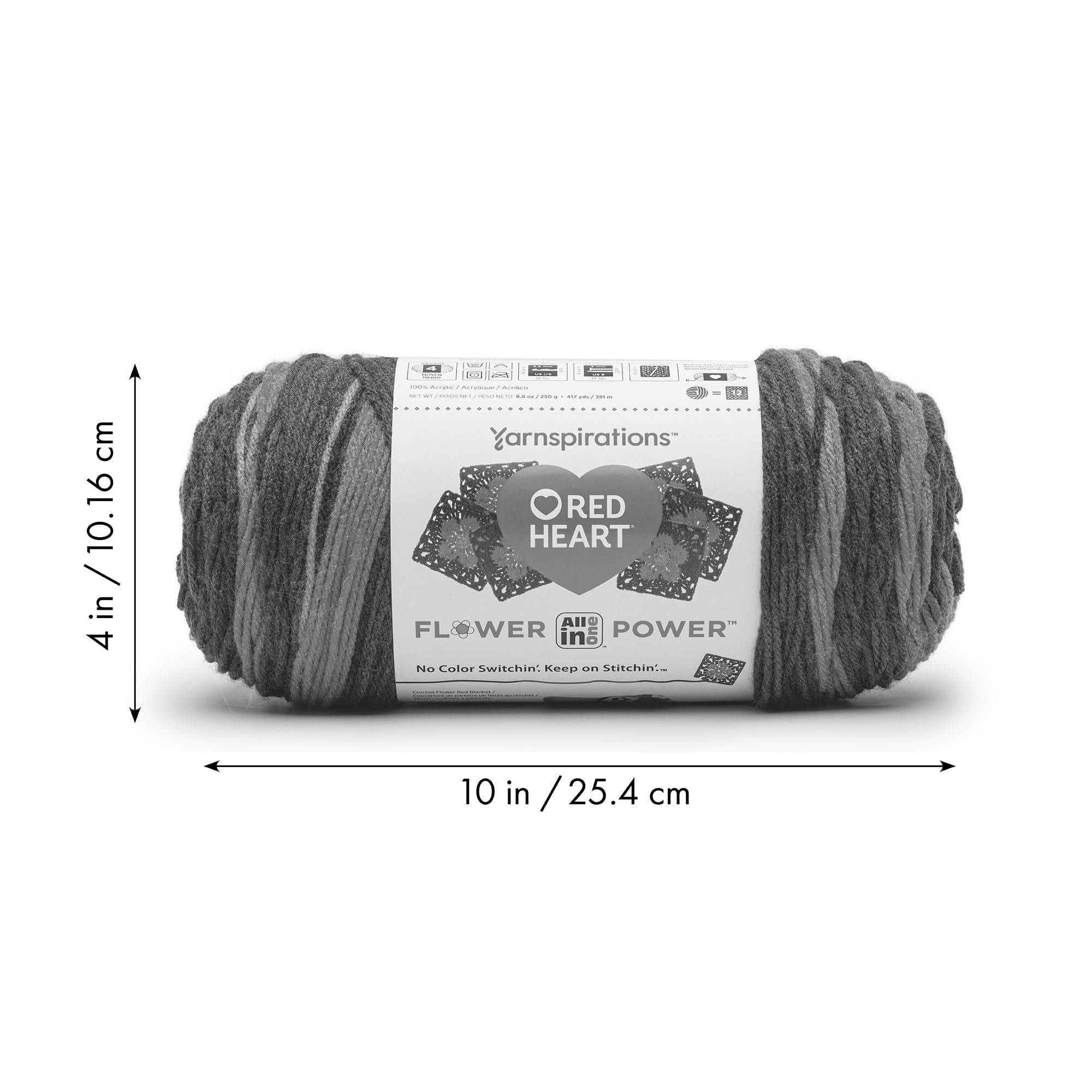 Red Heart All in ONE Flower Power Peony pop Yarn - 3 Pack of 8.8oz/250g - 100% Acrylic - #4 Worsted (Medium) - 440 Yards - Knitting/Crochet