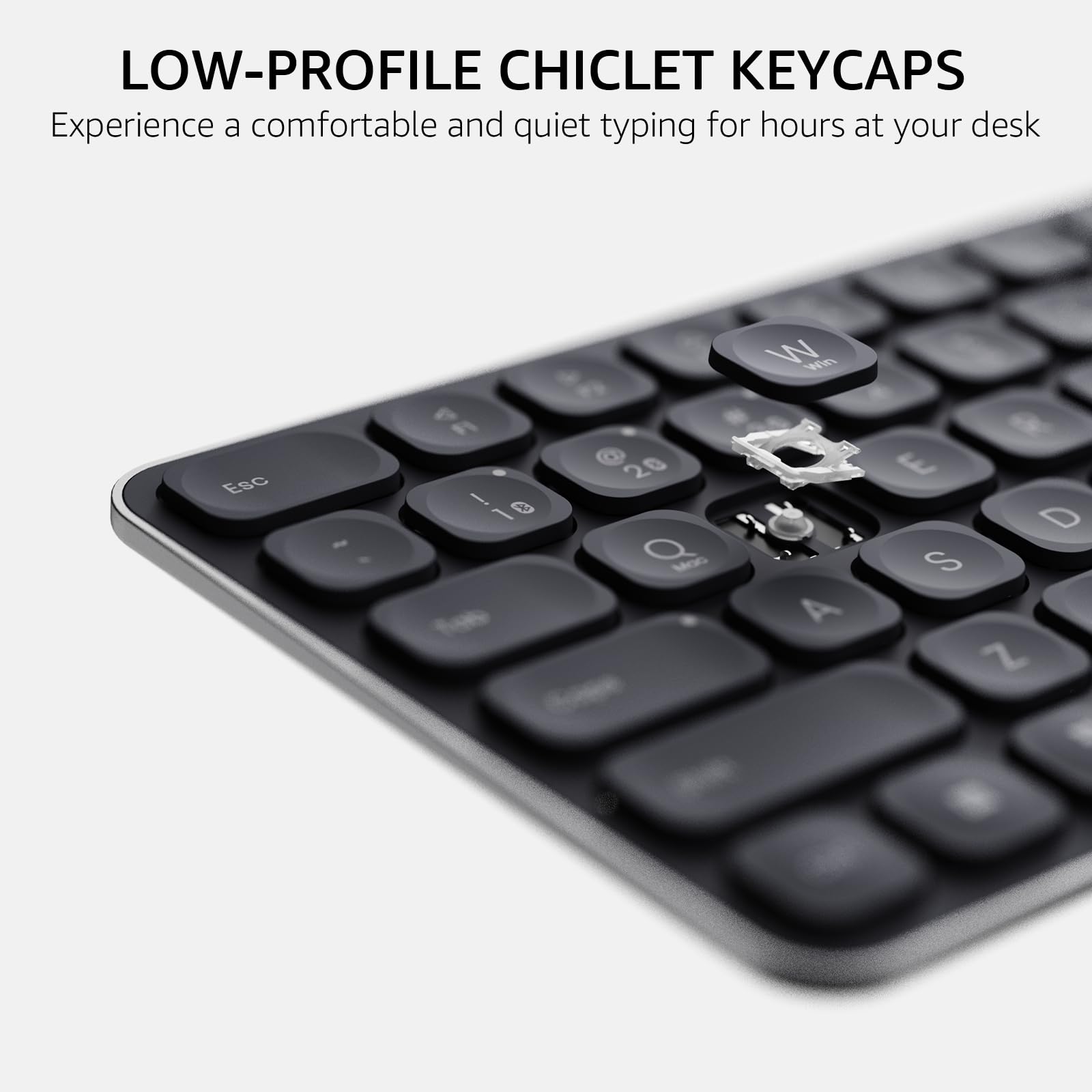 Rapoo E9350L Rechargeable Wireless Keyboard, Support 4 Devices, Ultra-Slim with Indicator Light, Quiet, 90-Day Battery Life, Full Size Keyboard with Numeric Keypad for Windows/Mac/Linux/Chrome, Black