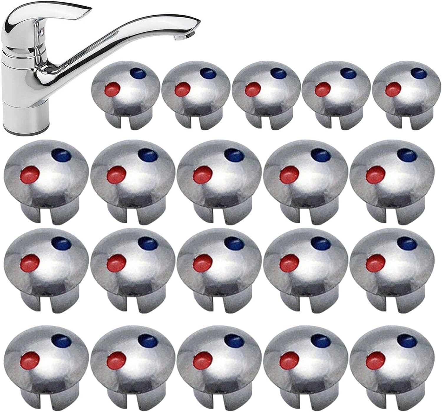 20 Pcs Faucet Replacement Part| Faucet Handle Index Buttons Faucets Replacement Part,Hot Cold Water Markers, Hot and Cold Signs Button Hot Cold Water Label for Kitchen Air Tool Parts & Accessories