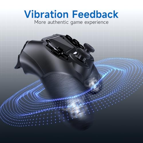 AceGamer 2 Pack for PS4 Controller, Wireless Controllers for PS4/Pro/Slim/PC, with Non-Slip Grip of Both Sides and 2 USB-C Cable! (Midnight Black * 2)